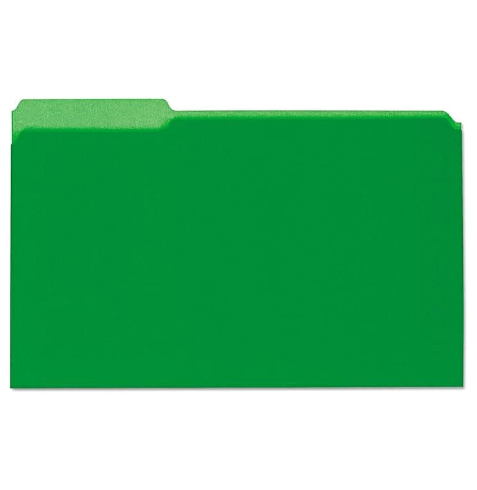 Legal Size File Folders 1/3 Cut Tabs - Green Interior File Folders ...