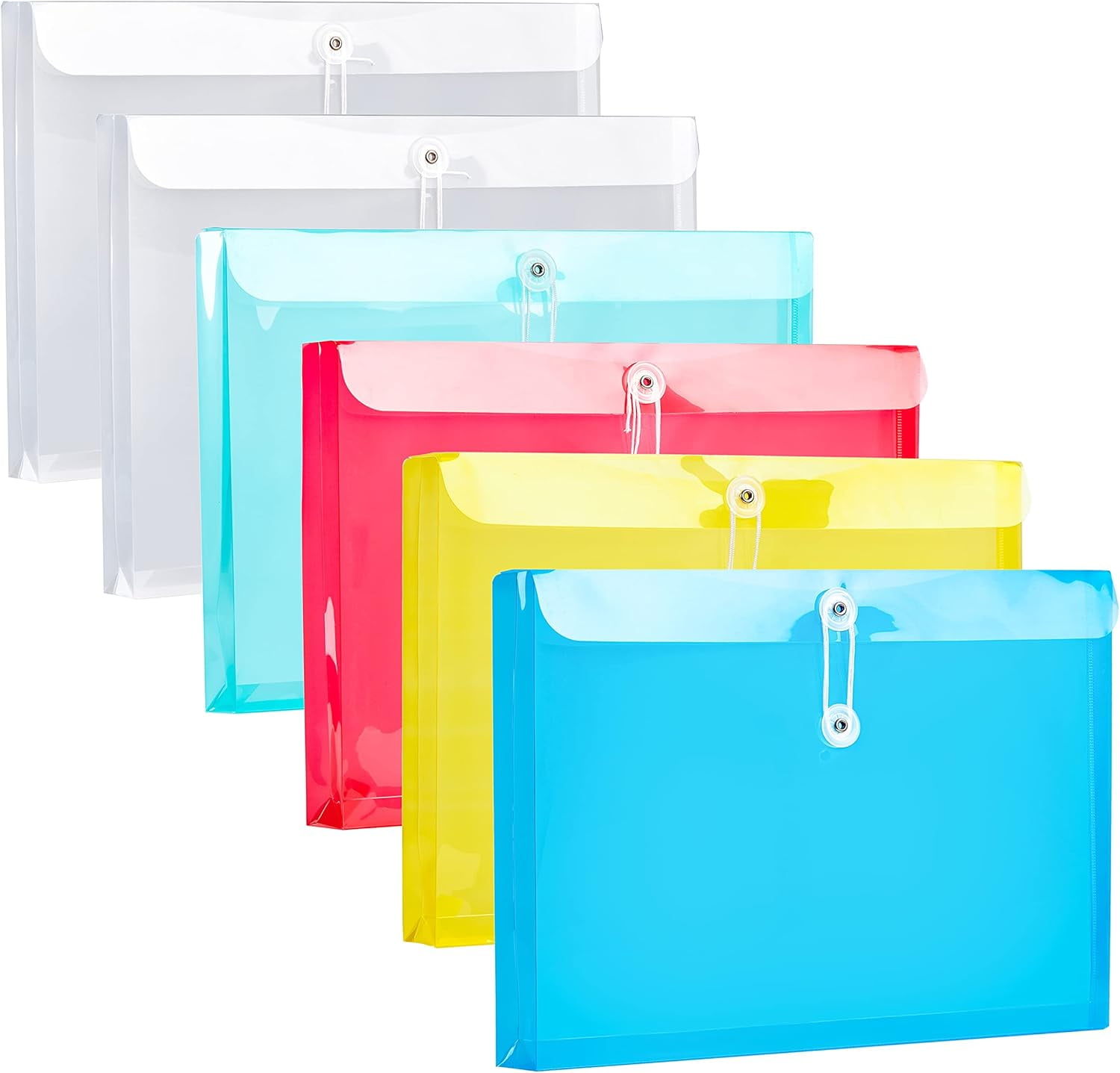 Legal Size Plastic Envelopes with Button & String Tie Closure, 1-1/6 ...