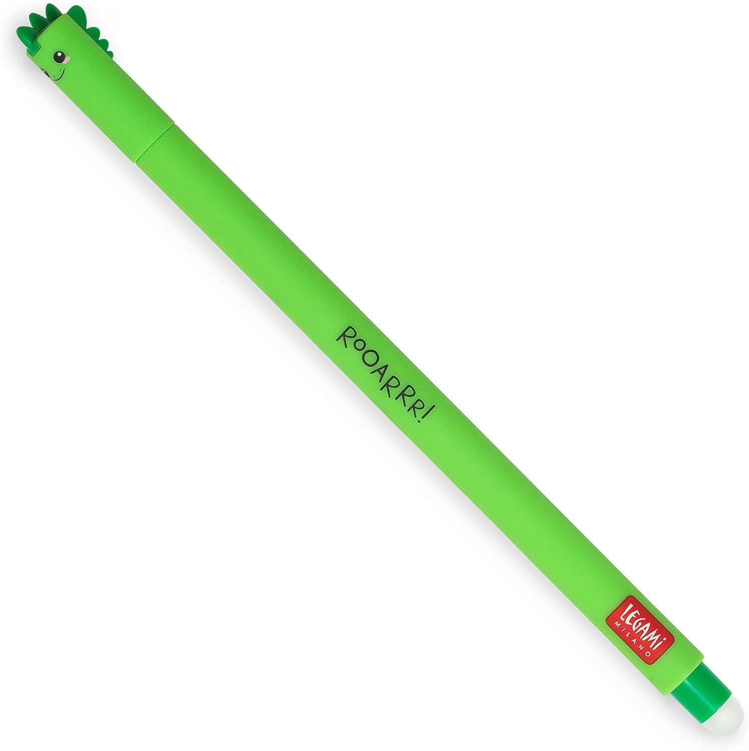 Legami Erasable Gel Pen - 0.7mm - Dino Barrel - Green Ink - Single Pen ...