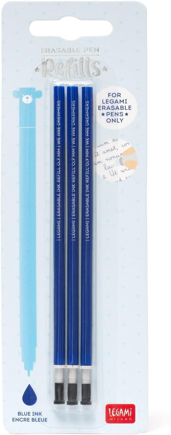 Legami Refill for Erasable Gel Pen - 0.7mm - Pack of 3 - Blue ...