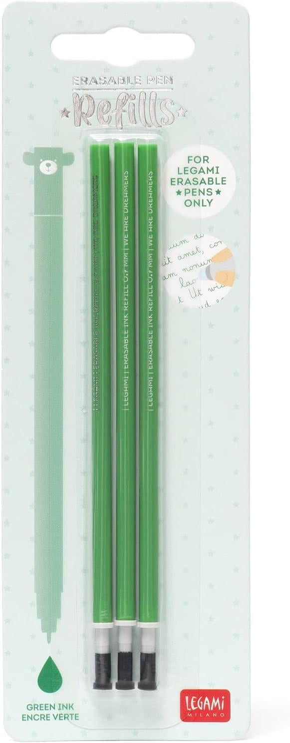 Legami Refill for Erasable Gel Pen - 0.7mm - Pack of 3 - Green ...
