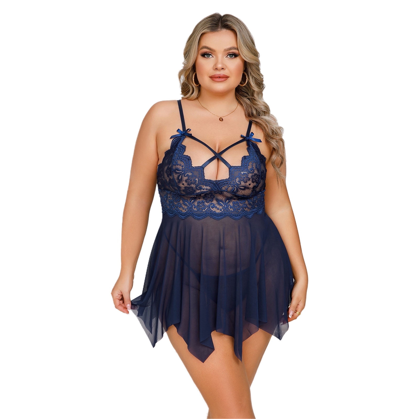 Legand Plus Size Lingerie for Women Sexy Nightdress Lace and Mesh Chemise - Sizes XL to 4XL ...