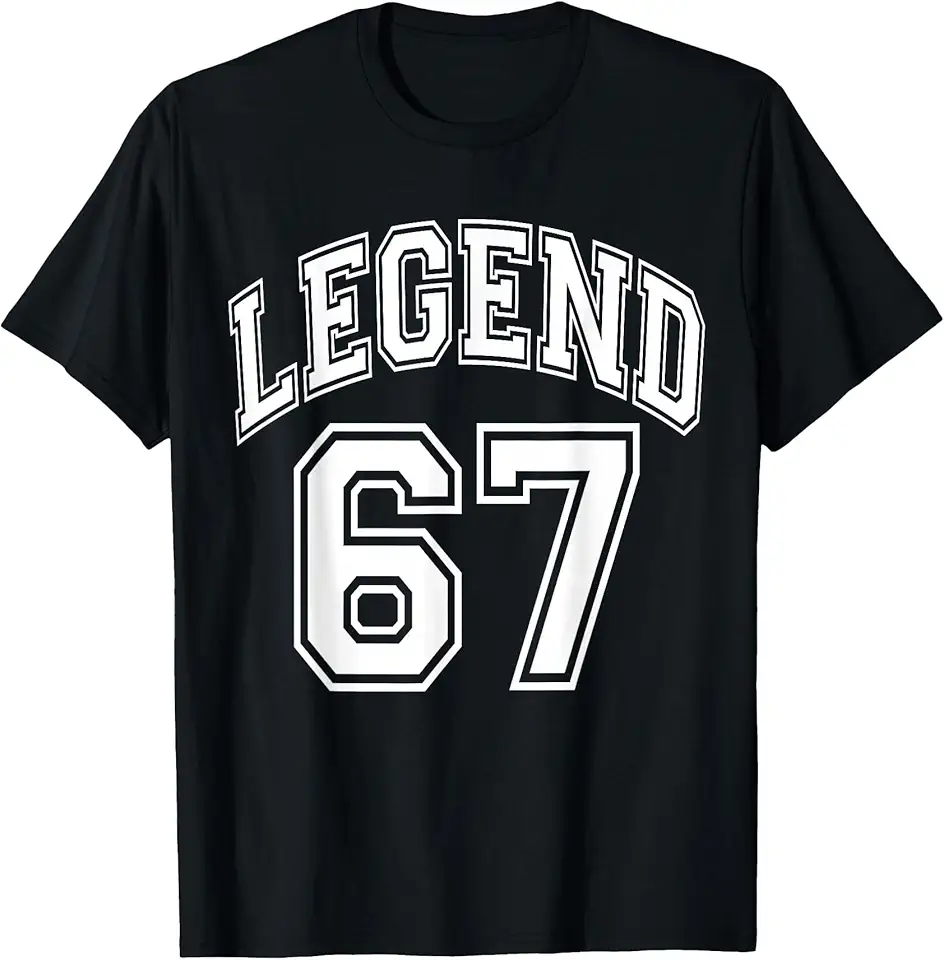 Legend 67 Number Varsity Team - 67th Birthday & 67 Years Old T-Shirt ...