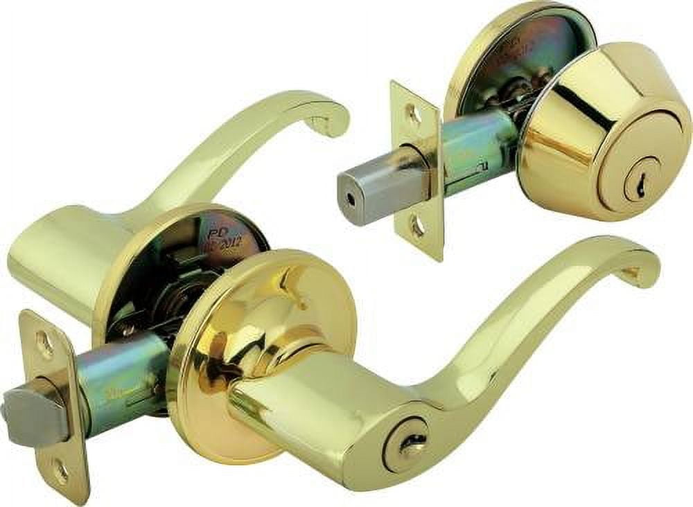 Legend Decorative Lever Deadbolt Combo Set Adj Bs Kw1 Polished Brass ...