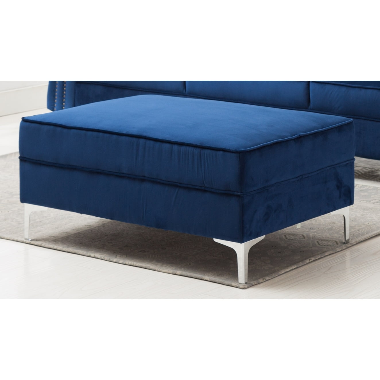 Legend Furniture Large Velvet Ottoman Blue - Walmart.com