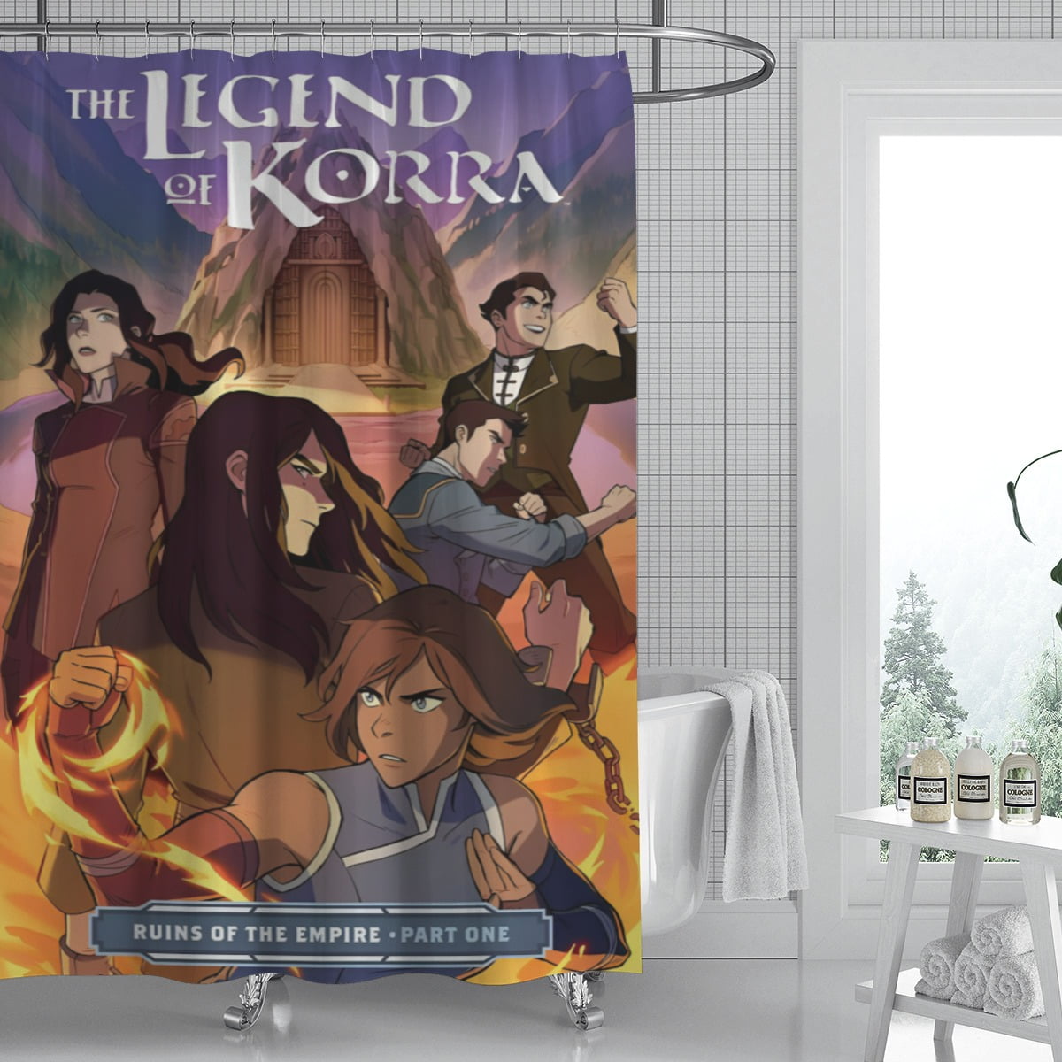 The Legend of Korra shower curtain features an iconic print, is ...