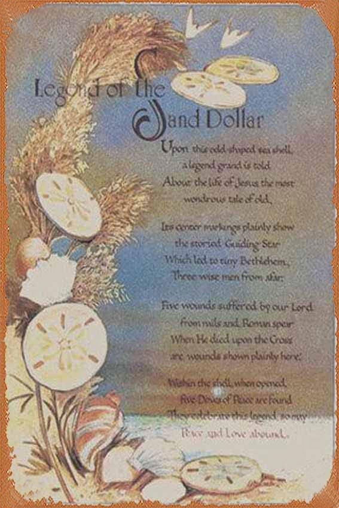 Legend Of Sand Dollar Religion Vintage Metal Tin Sign Poster Wall Decor ...