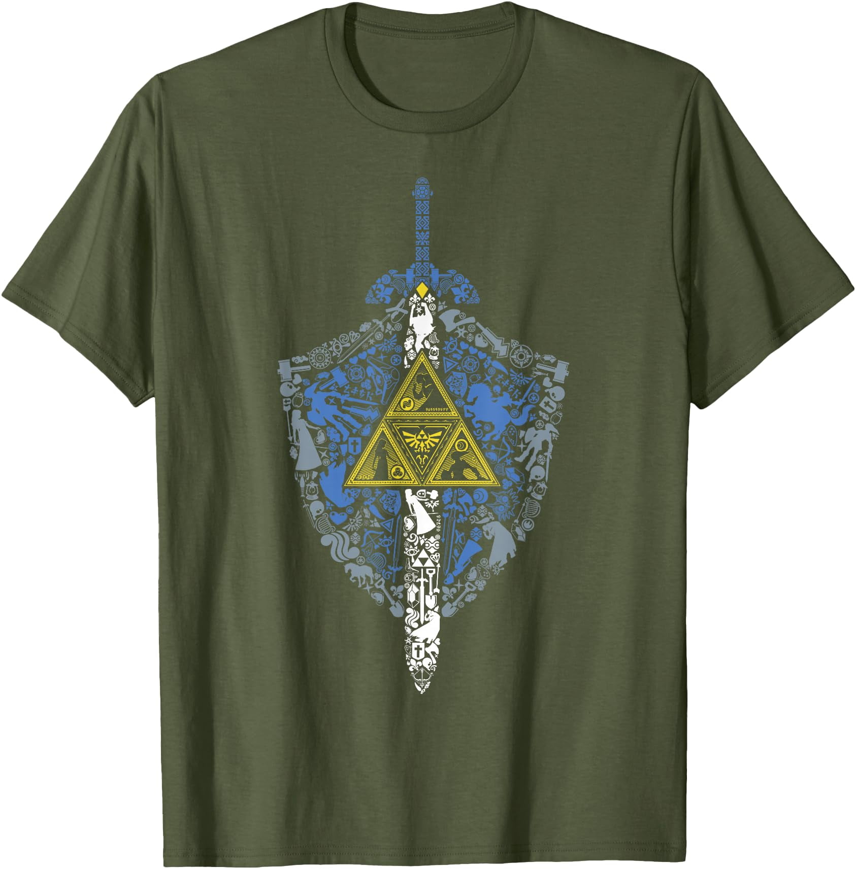 Legend Of Zelda Hylian Shield Element Icons Graphic DTG Print Unisex T ...