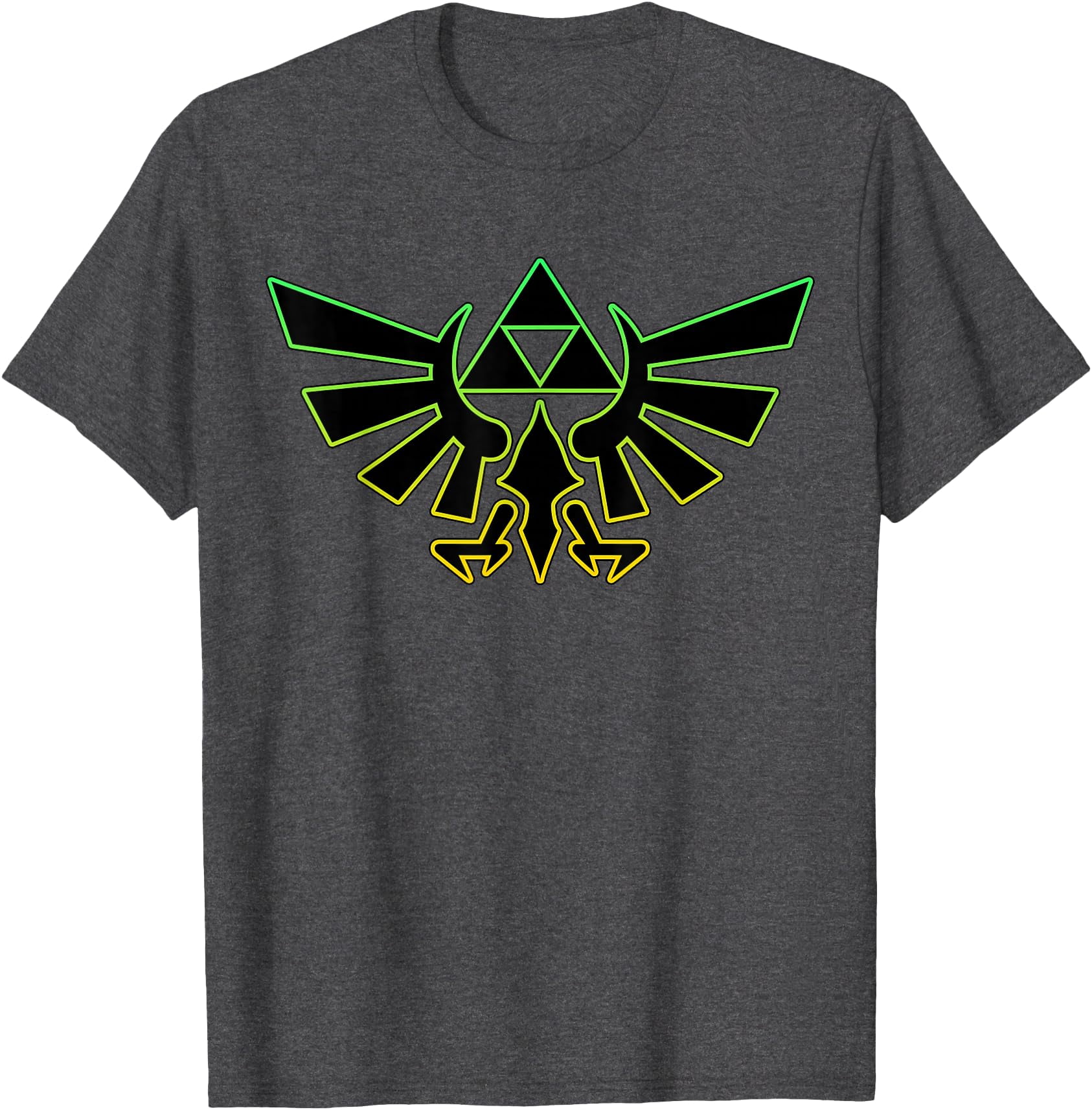 Legend Of Zelda Hyrule Crest Triforce Neon Outline DTG Print Unisex T ...