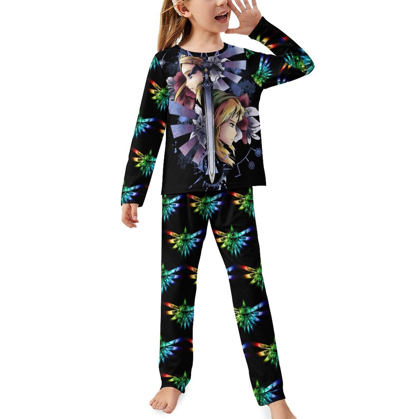 Legend Of Zelda Pajama Set Cartoon Sleepwear Pant Set Long Sleeve PJ ...