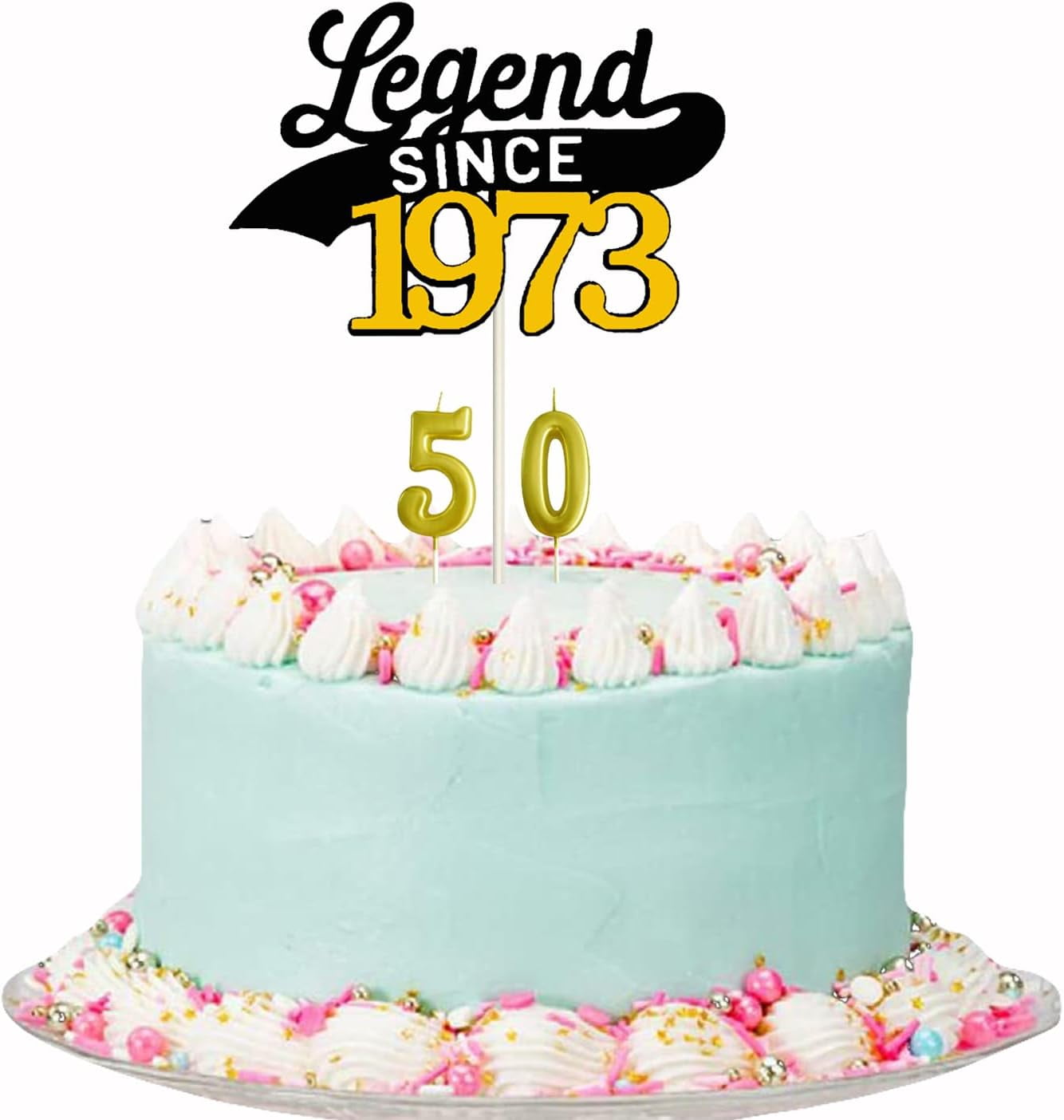 Legend Since 1973 Cake Topper - Gold Black Glitter Happy 50th Birthday ...