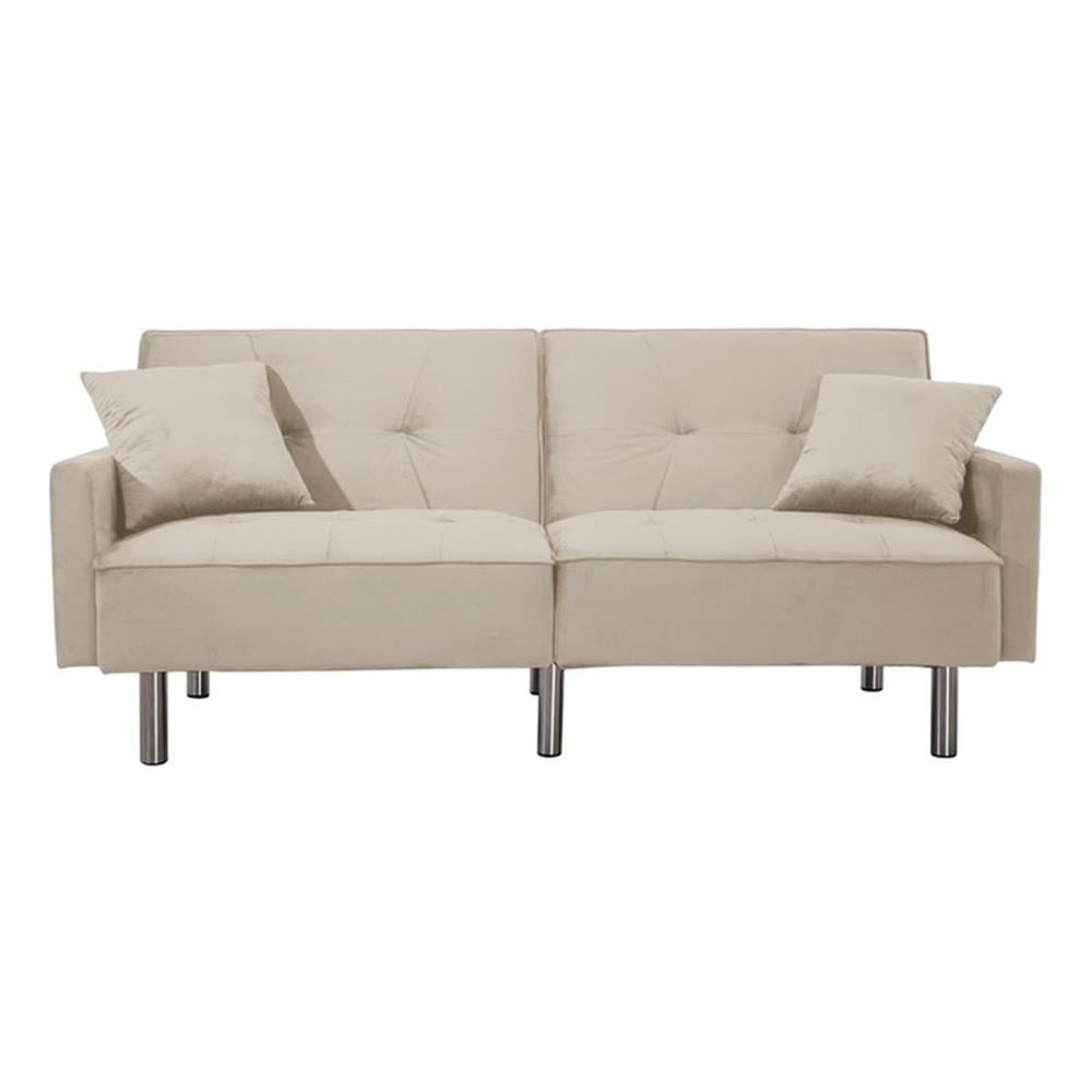 Legend Vansen 80" Convertible Modern Wood & Velvet Fabric Sofa Bed in Beige - Walmart.com