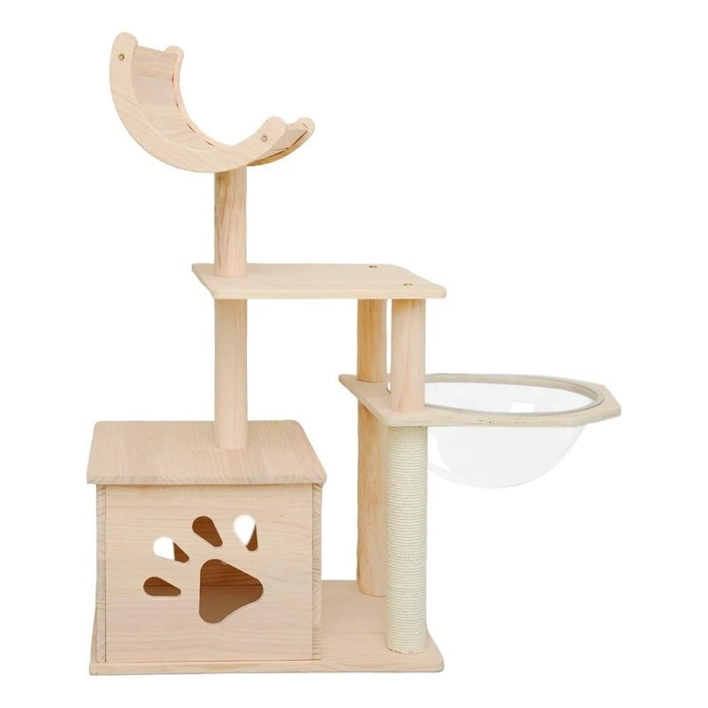 Legend Vansen Solid Wood Cat Tower Cat Tree Cat Condo With Space Capsule Nest - Walmart.com