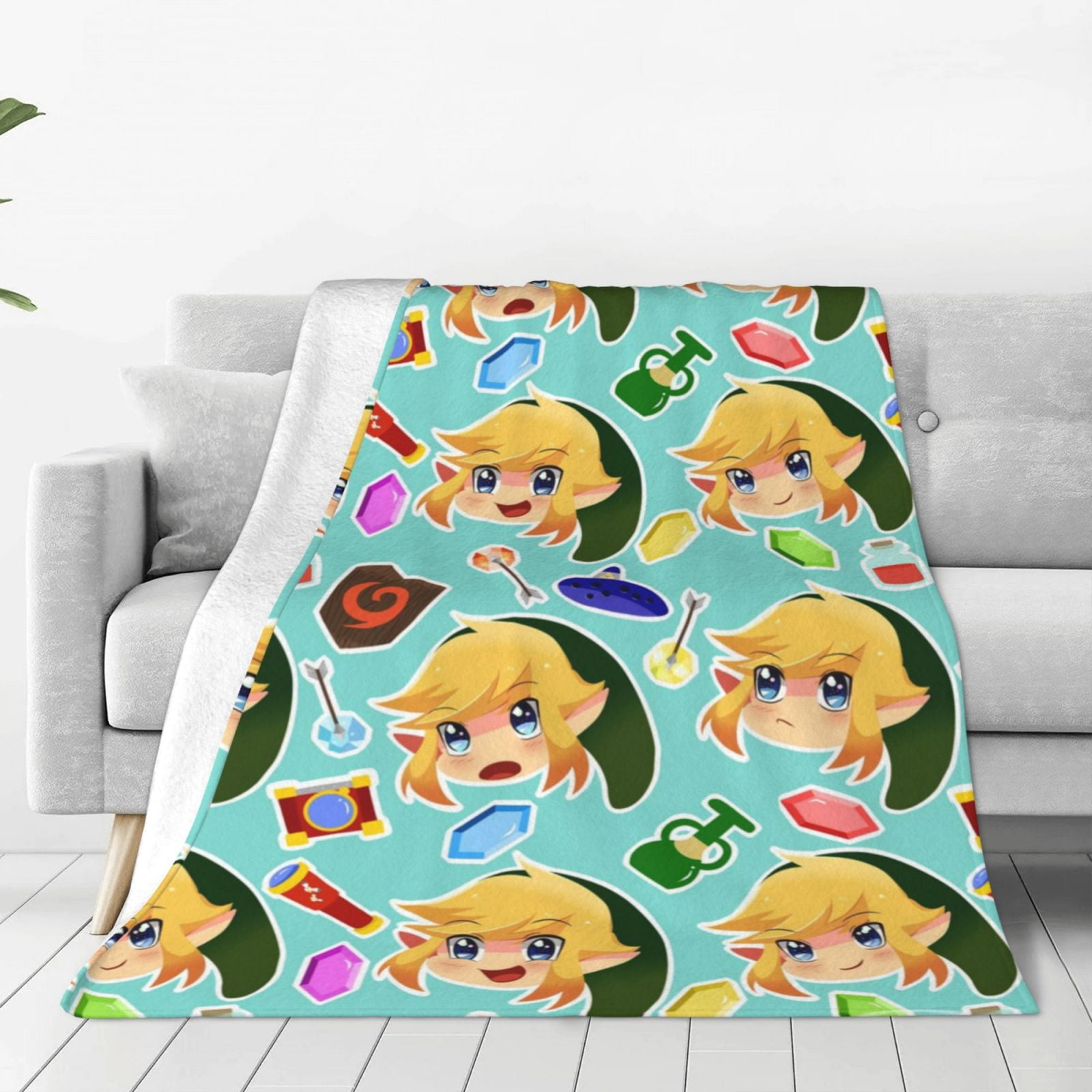 The Legend Of Zelda Blanket Cute Character All Season Warm Fuzzy Plush ...