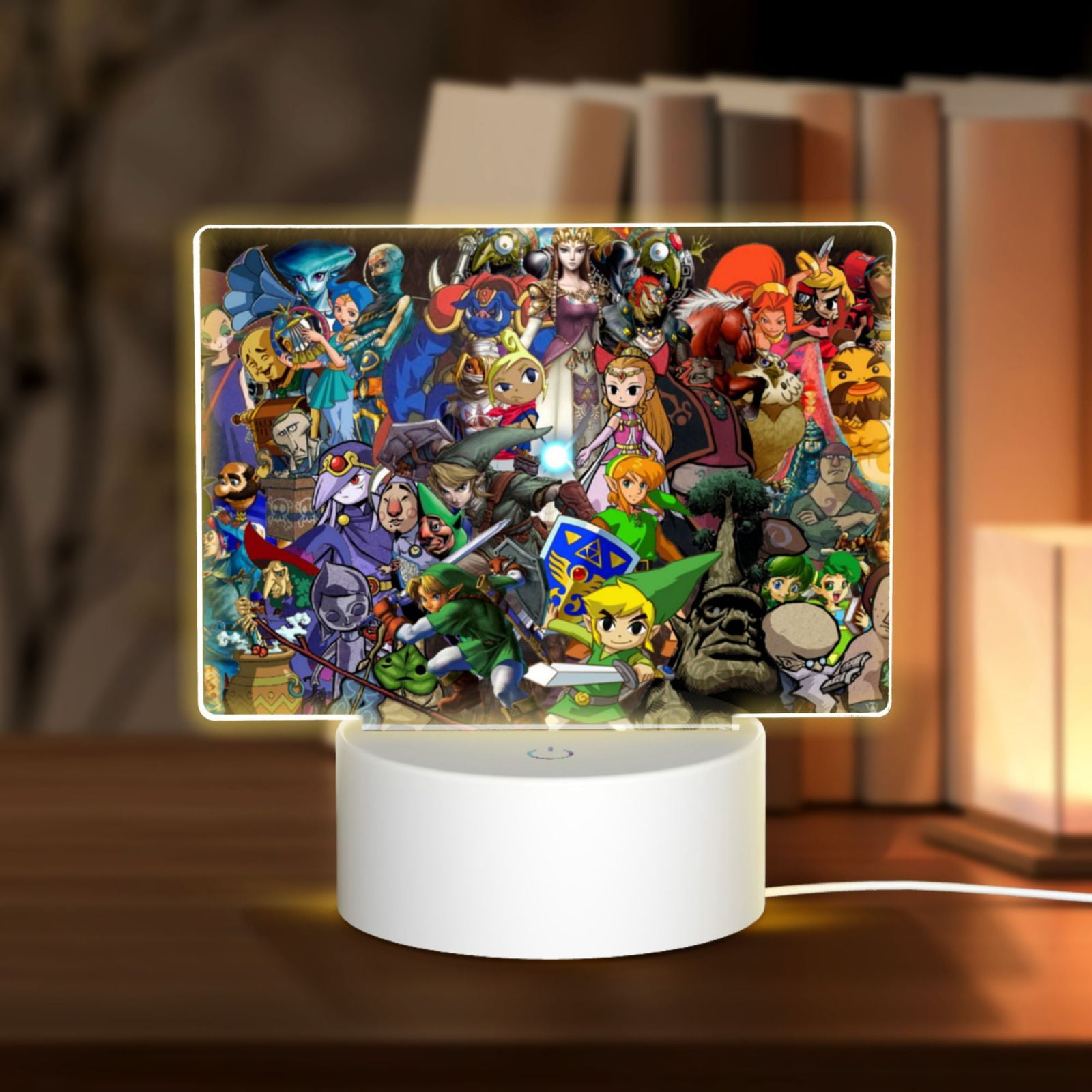 The Legend of Zelda Characters Rectangular Acrylic Night Light Adjustable 3 Light Modes USB ...