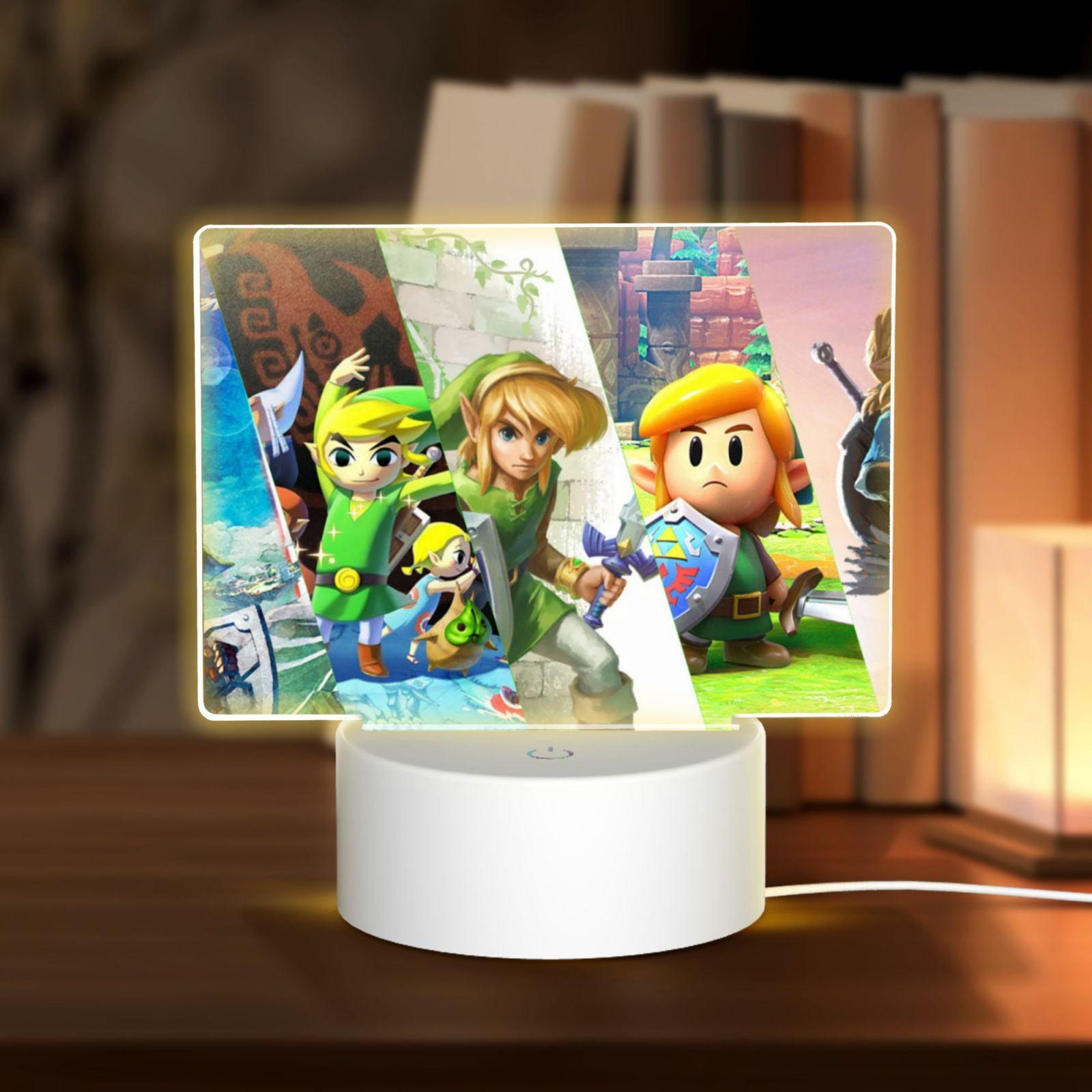 The Legend Of Zelda Game Rectangular Acrylic Night Light Adjustable 3 Light Modes USB Cable Lamp ...