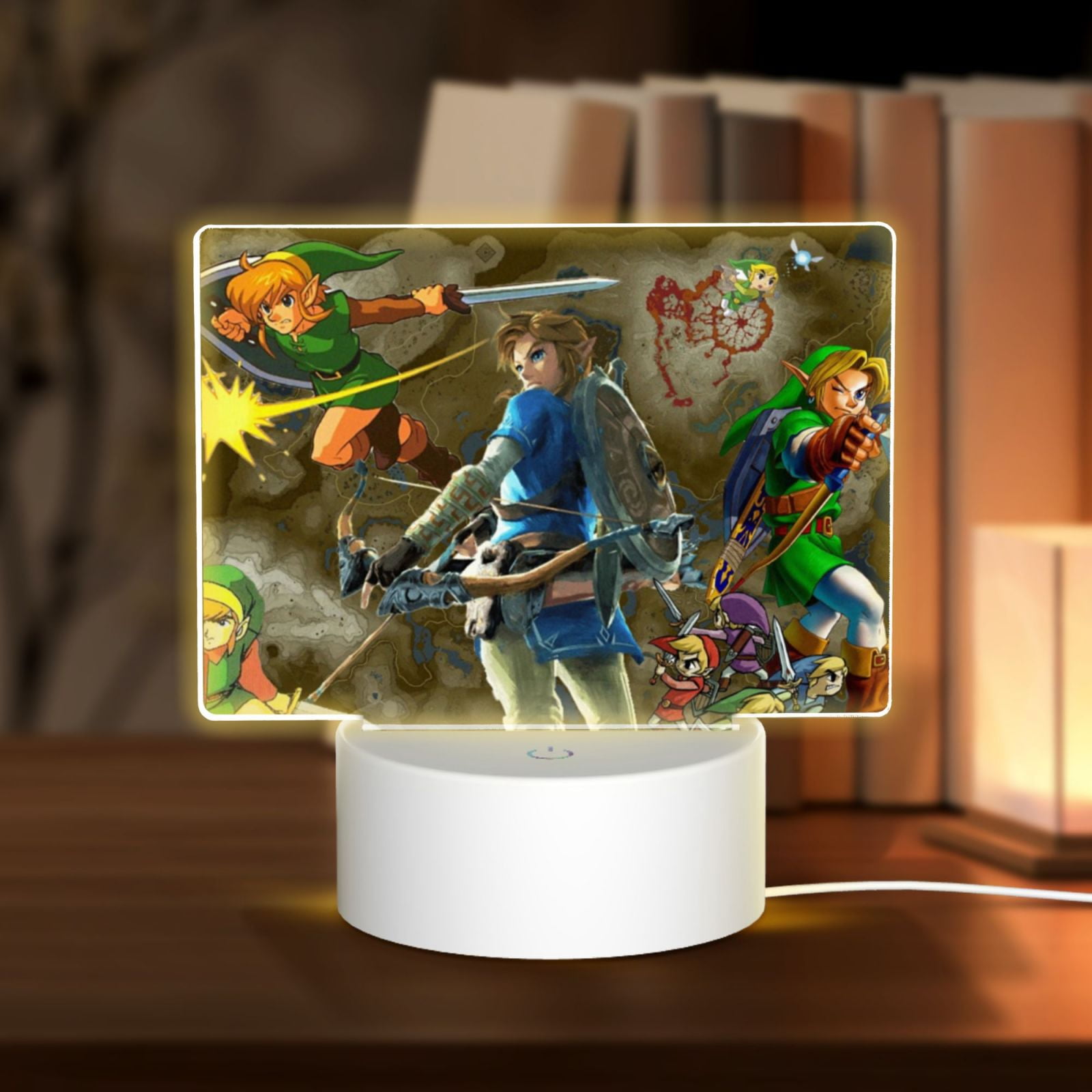 The Legend Of Zelda Rectangular Acrylic Night Light Adjustable 3 Light Modes USB Cable Lamp ...