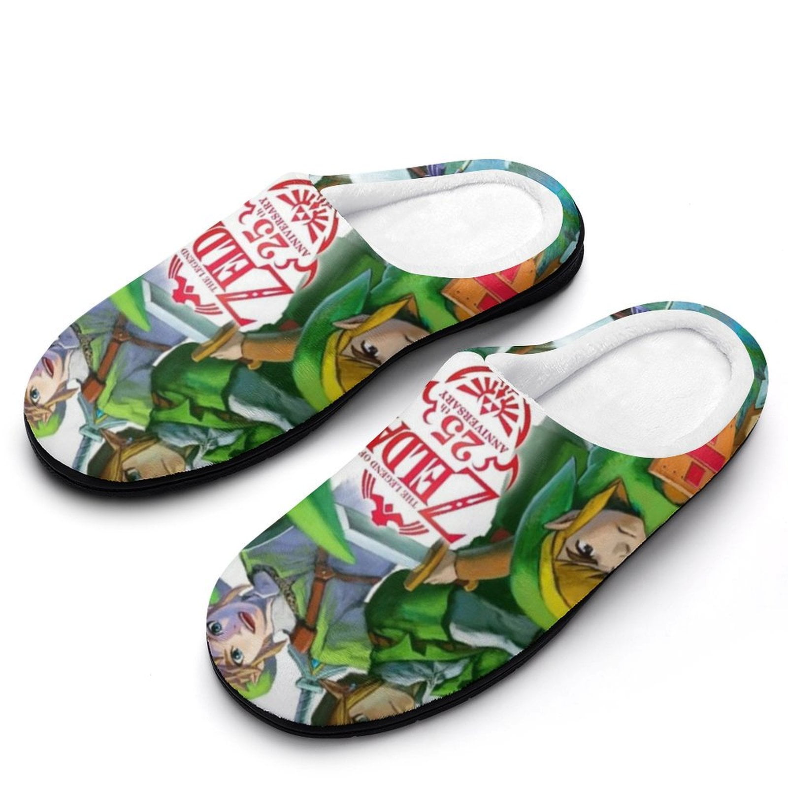 The Legend of Zelda Tri Force Heroes Men's Fuzzy Slippers House Open ...