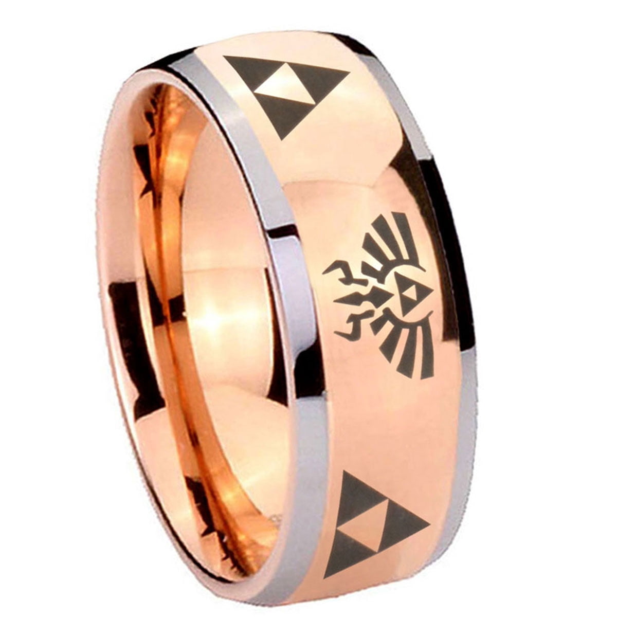 Legend of Zelda 8MM Dome Rose Gold Two Tone Tungsten Men Ring - Walmart.com