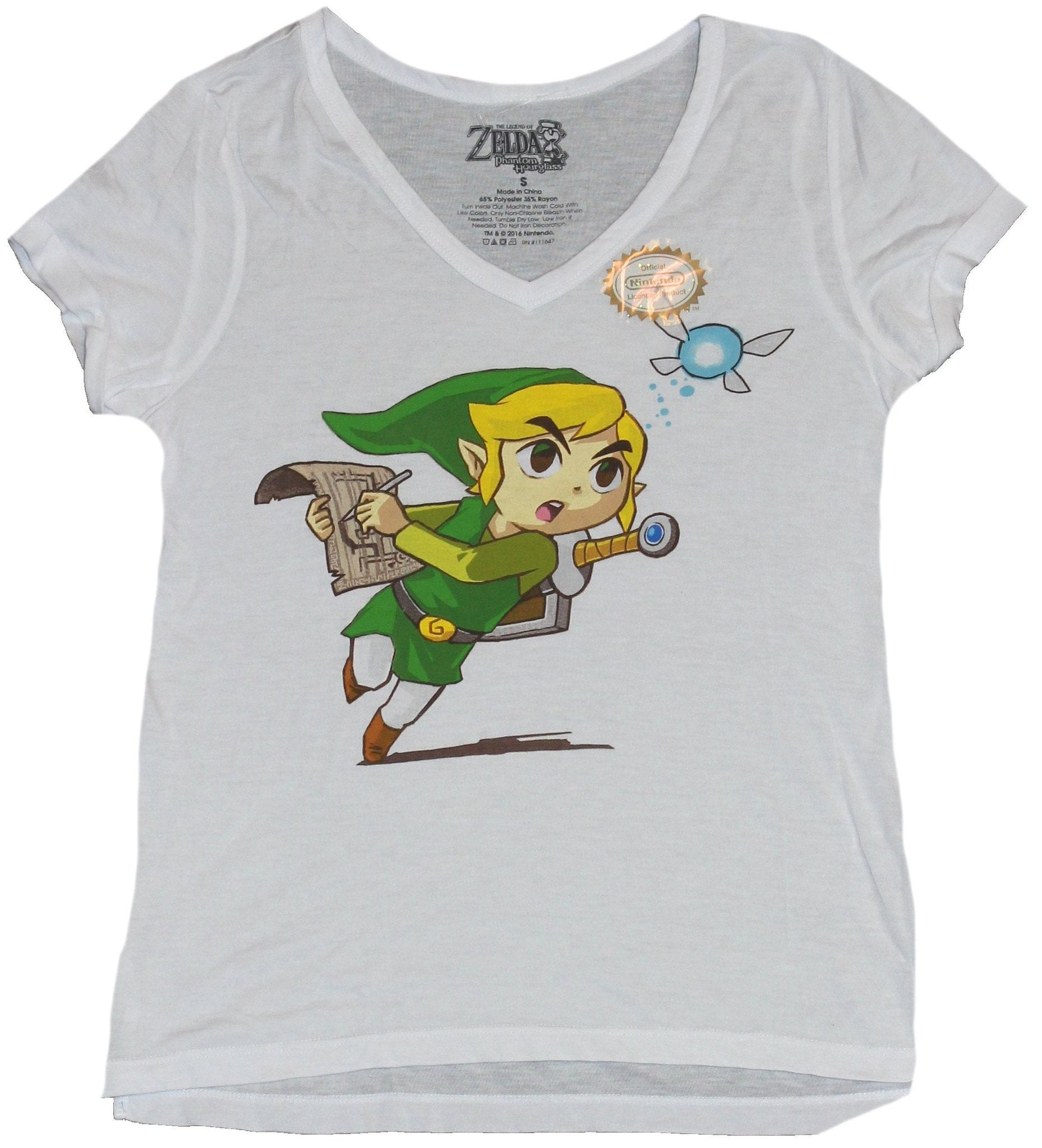 Legend of Zelda Girls Juniors V-NEck T-Shirt - Zelda Chasing Wisp Image ...