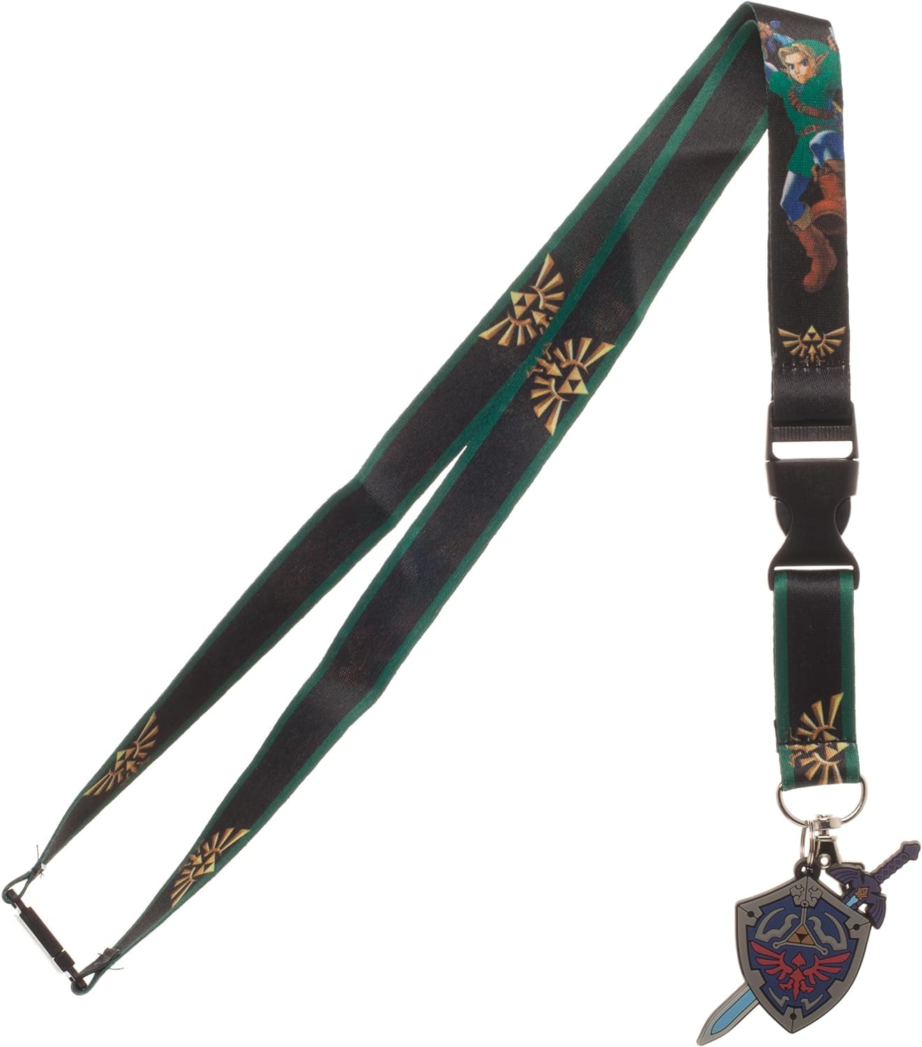 Legend of Zelda Lanyard with 3D Rubber Shield Charm Lanyard Keychain ID ...
