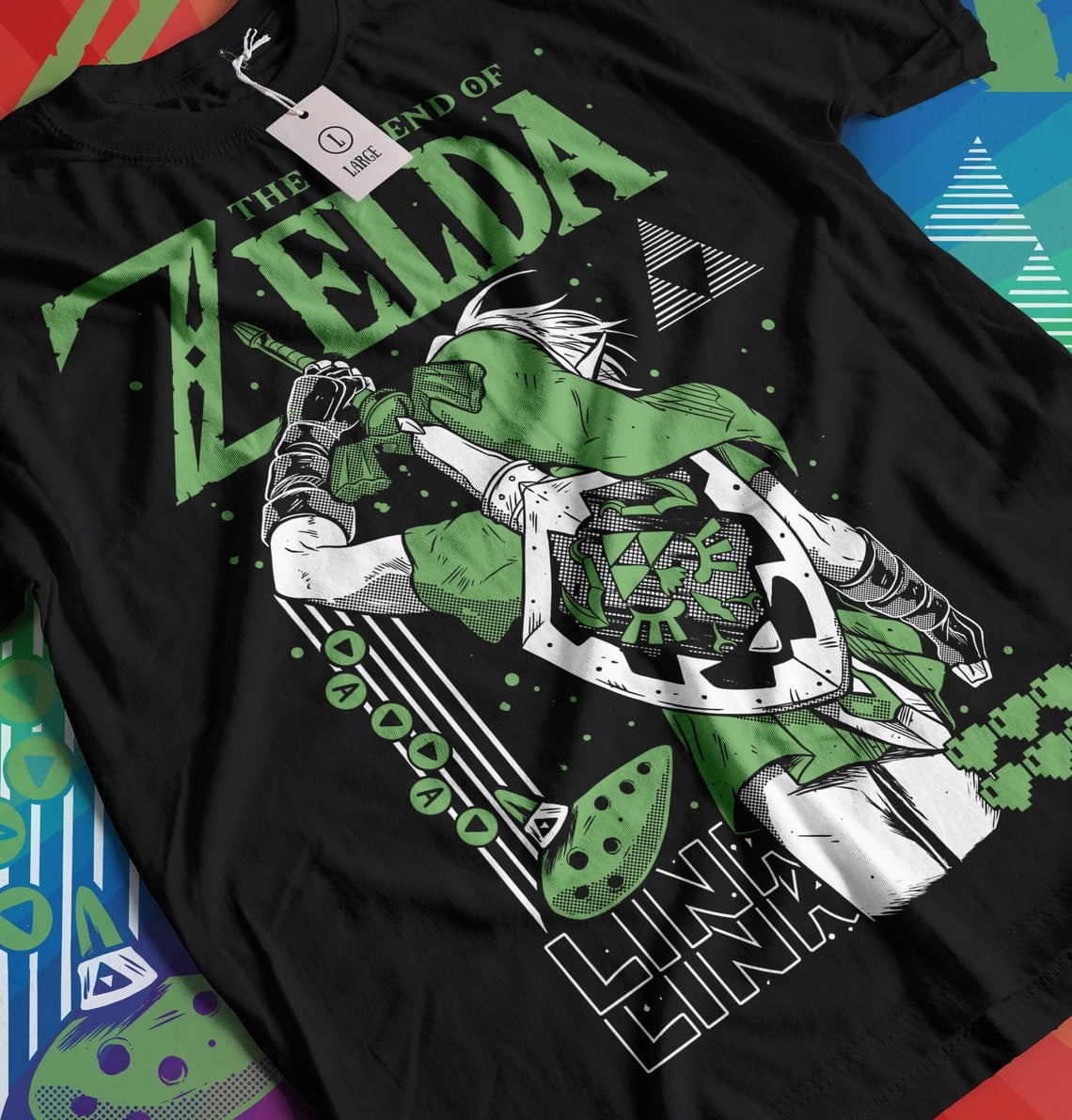 Legend of Zelda Link Shirt - Zelda shirt-Triforce Tshirt - Hylian Crest ...
