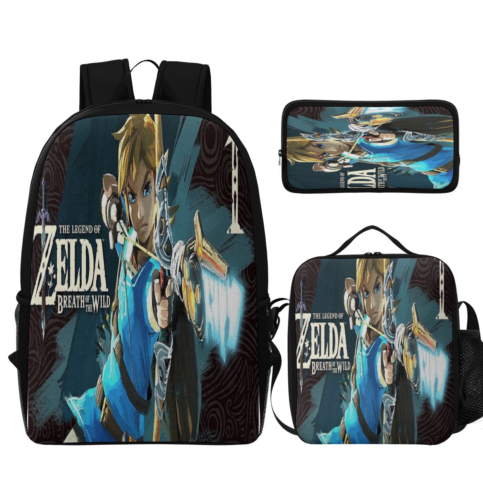 Legend of Zelda Pencil Case Backpack Set Book Bags Travel Daypack Game ...