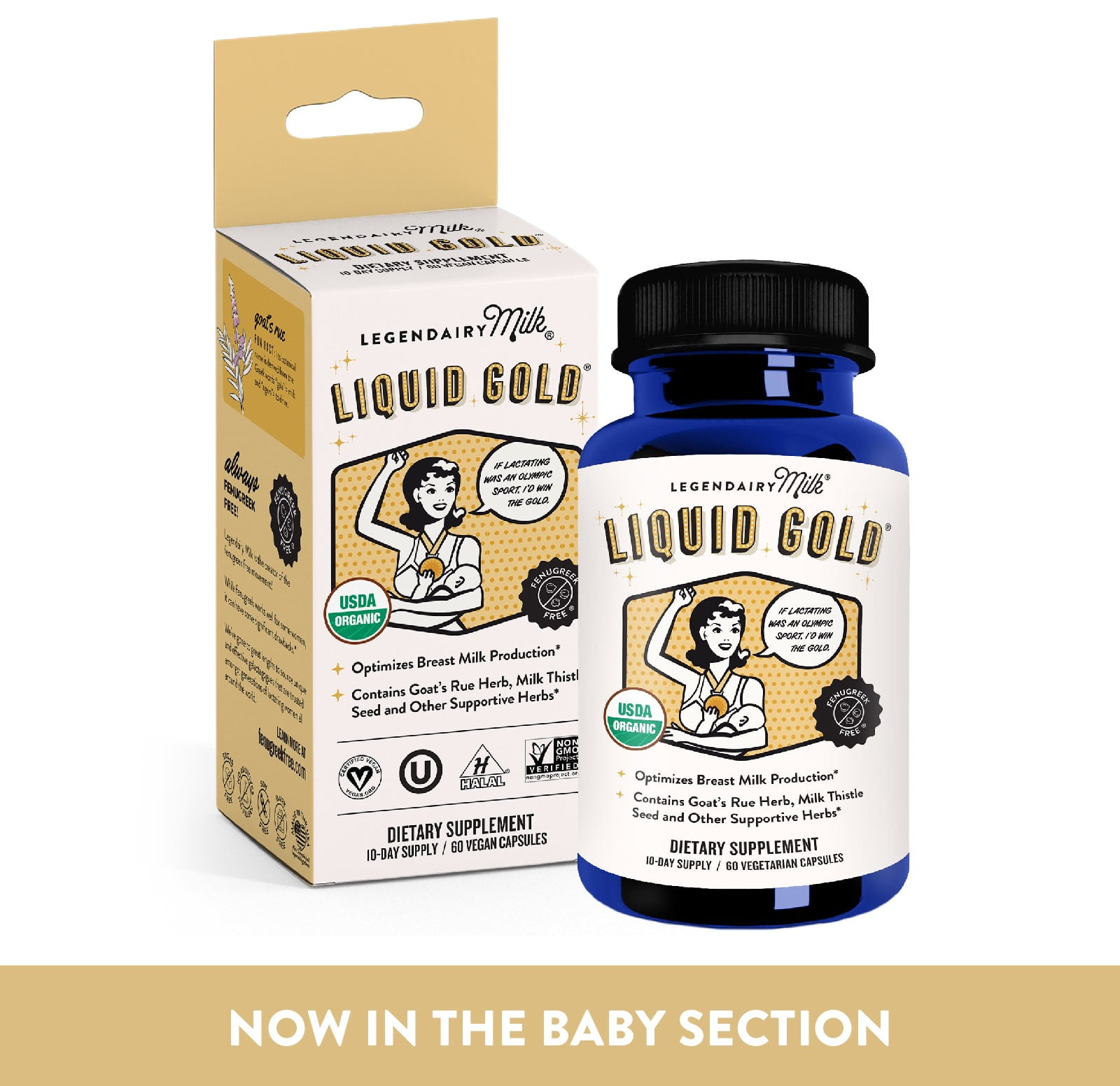 Legendairy Milk Liquid Gold, Breastfeeding Lactation Supplement, Organic, 60 Caps - Walmart.com