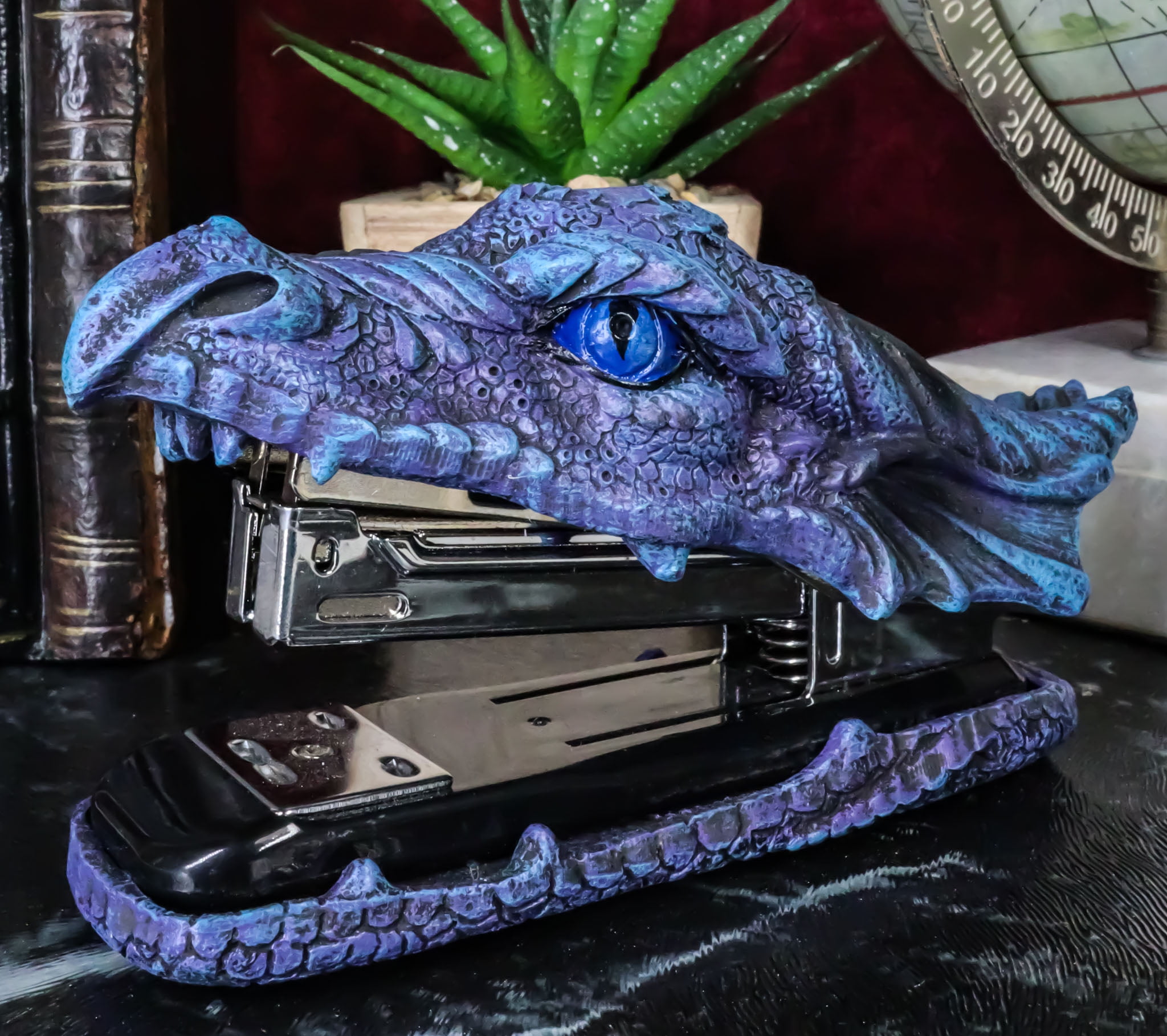 Ebros Gift Blue Ice Fire Dragon Head Stapler, Light Duty, Resin, 6 ...
