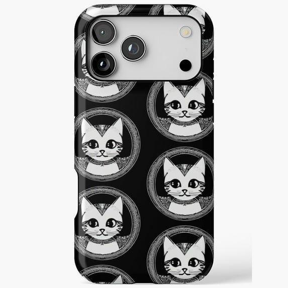 Legendary Cat Circular Logo Design iPhone Case 17 16 15 14 13 12 11 Pro ...