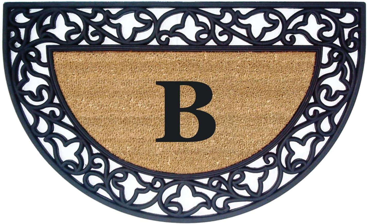 Legendary Doormats 22" x 36" Monogrammed Half Moon Coir Doormat with ...