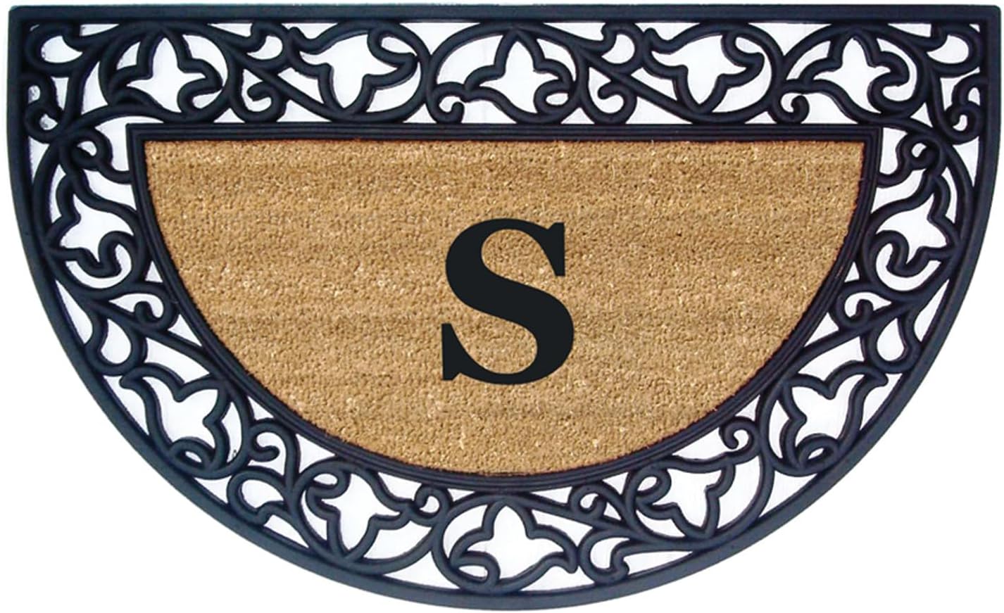 Legendary Doormats 22" x 36" Monogrammed Half Moon Coir Doormat with ...