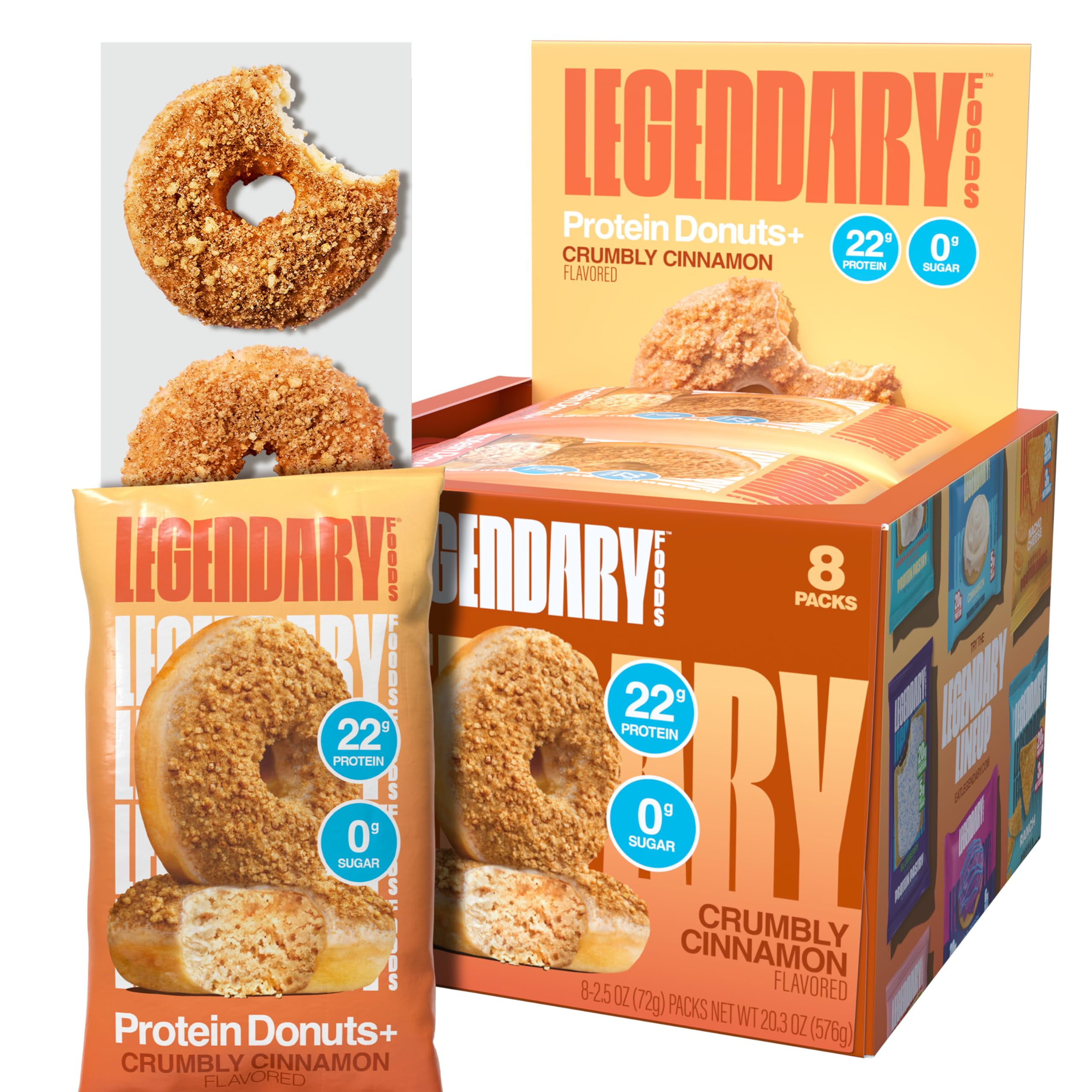 Legendary Foods 22g Crumbly YYF14 Cinnamon Protein Donut - per Pack ...