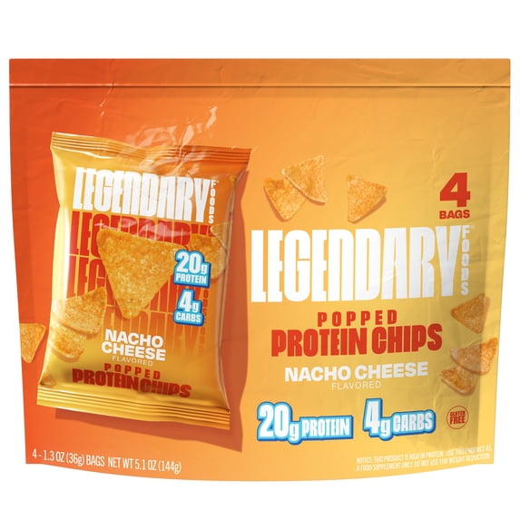 Legendary Foods Popped Protein Chips - Nacho Cheese 4 Pack | Protein ...