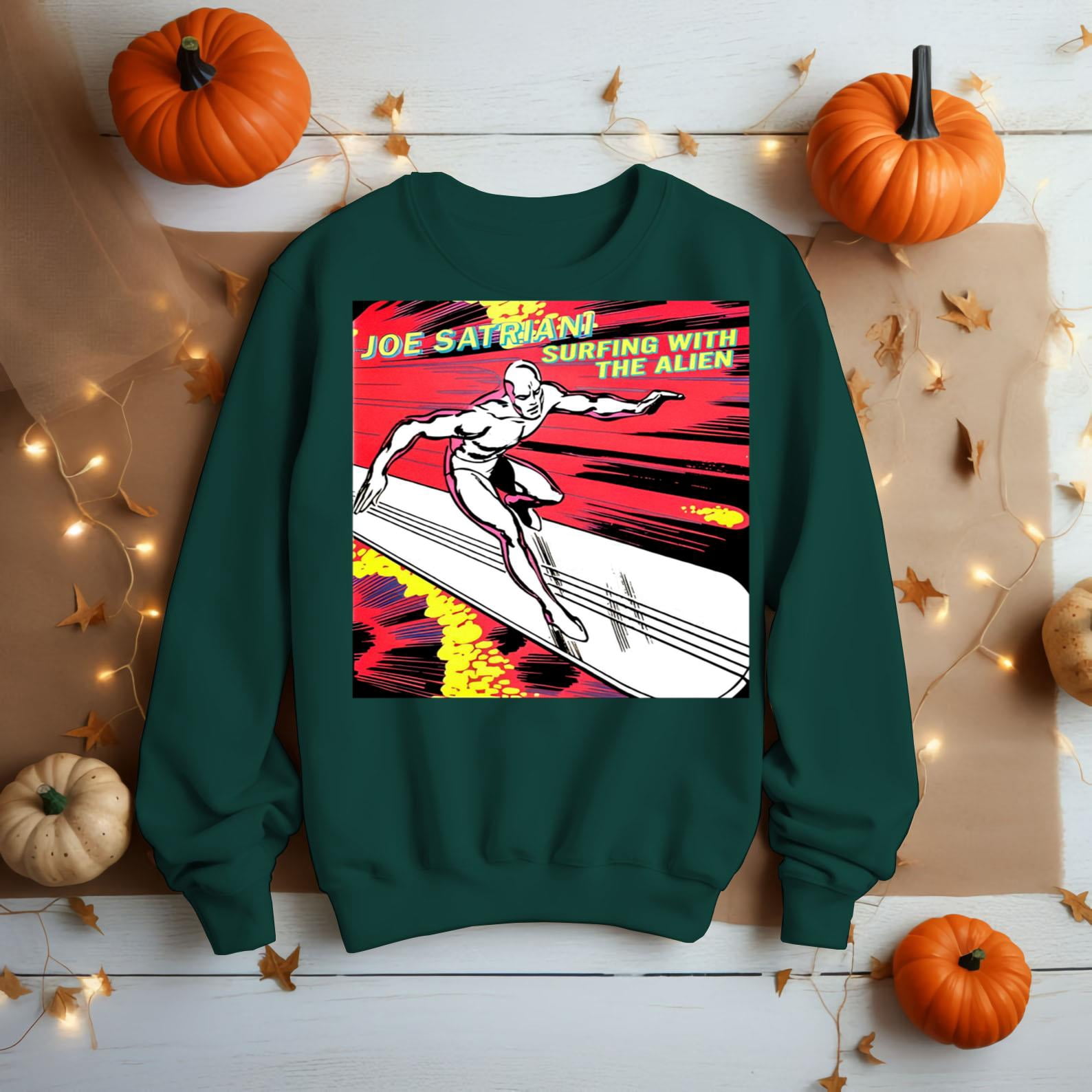 Legendary Guitarist Inspired Alien Surf Art Shirt, Men's Black Tee ...