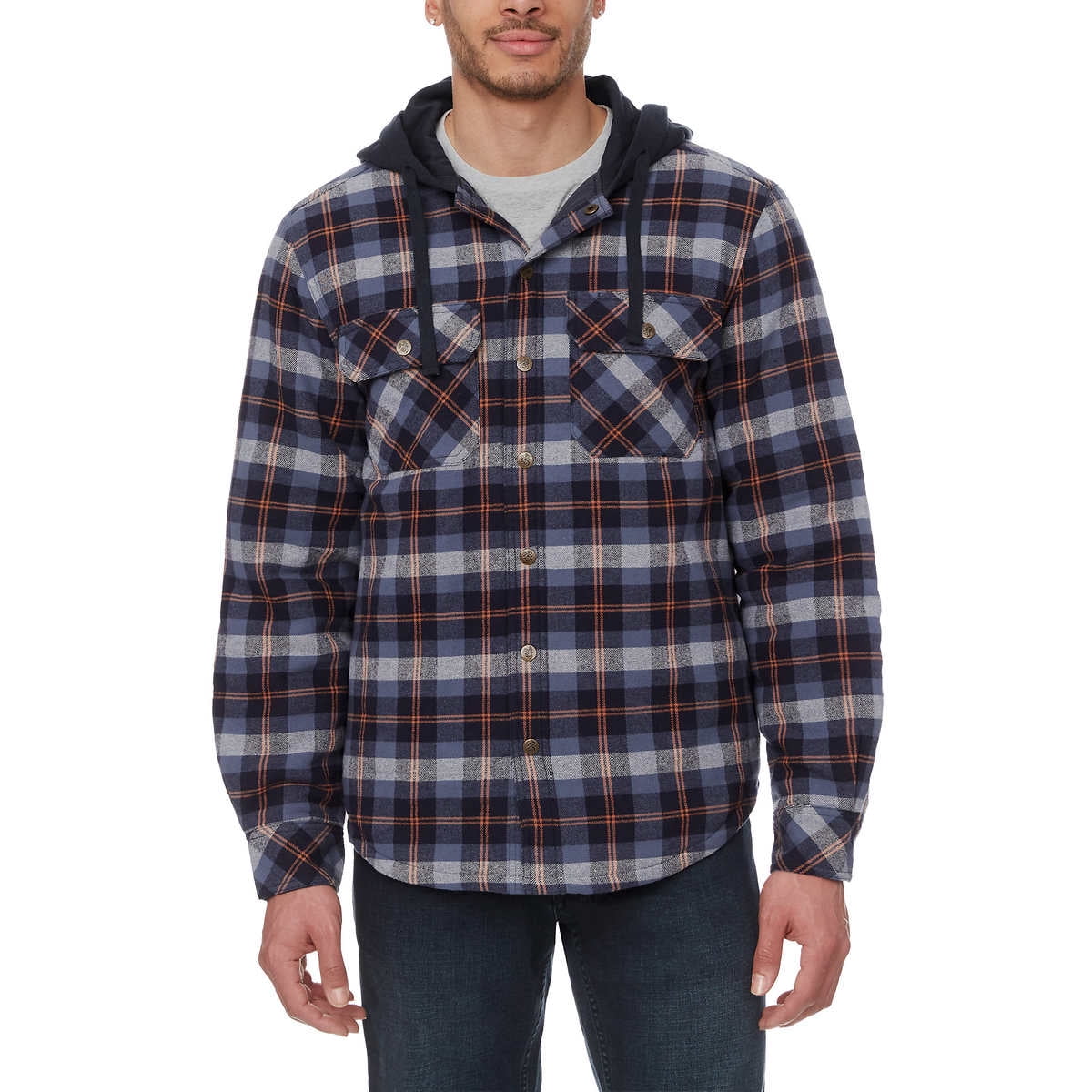 Legendary Outfitters Men's Cotton Flannel Hooded Shirt Jacket (Blue ...