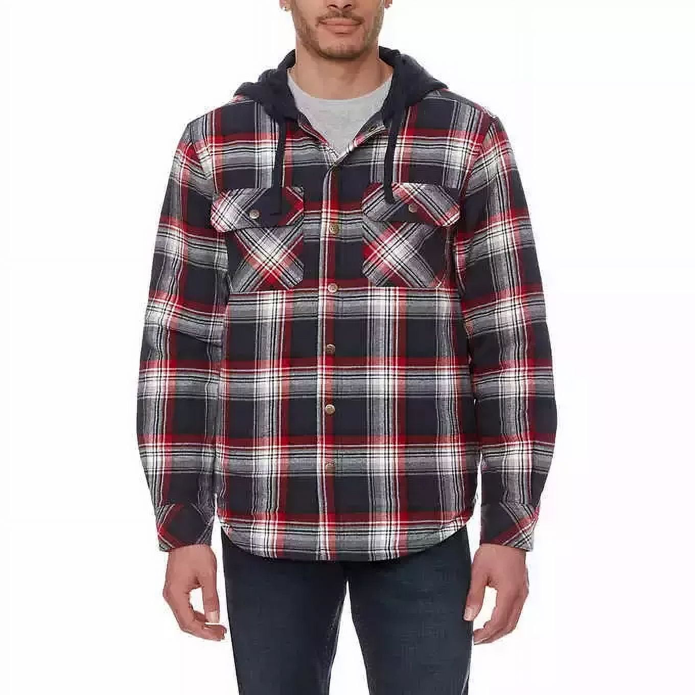 Legendary Outfitters Men’s Plaid Insulated Casual Hooded Shirt Jacket ...