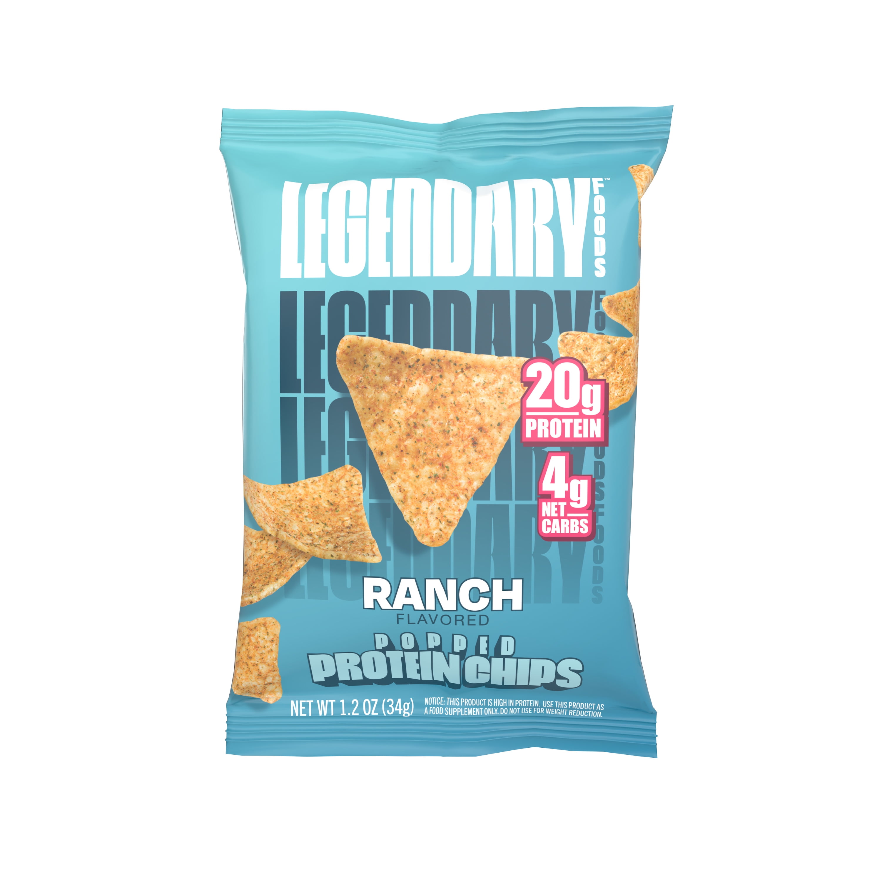 Legendary Popped Protein Chips, 20g Protein, Ranch, 34g per individual ...