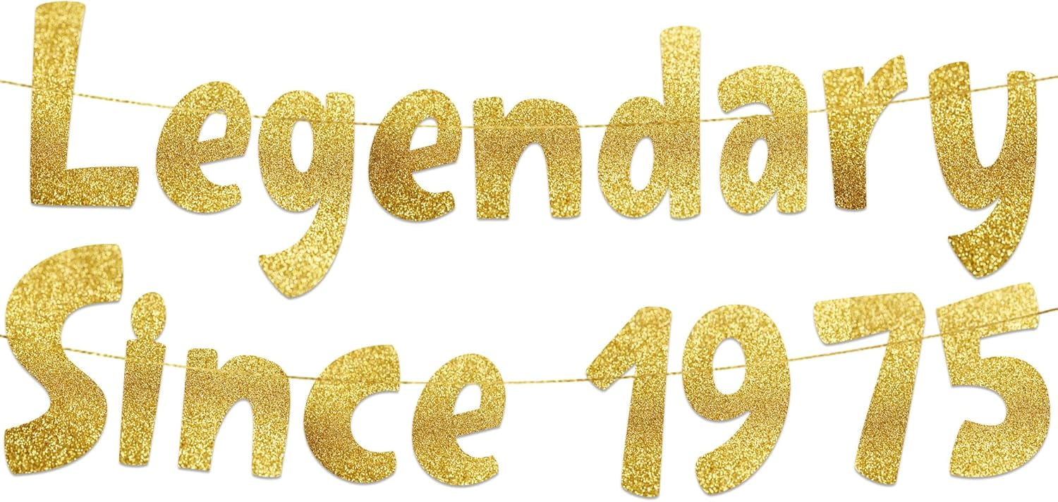 Legendary Since 1975 Gold Glitter Banner - 50th Birthday and ...