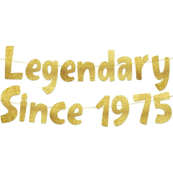 Legendary Since 1975 Gold Glitter Banner - 50th Birthday and ...