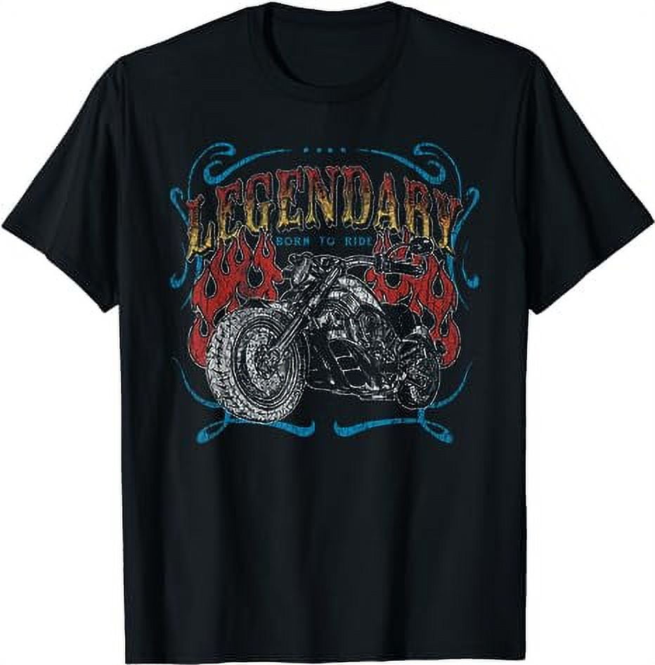 Legendary To Ride Biker Motorcycle Fire Hot T-Shirt Vintage Tees for ...
