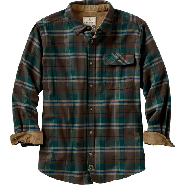Legendary Whitetails Men's Buck Camp Flannel Shirt, Long Sleeve Plaid or Solid Heather Button ...