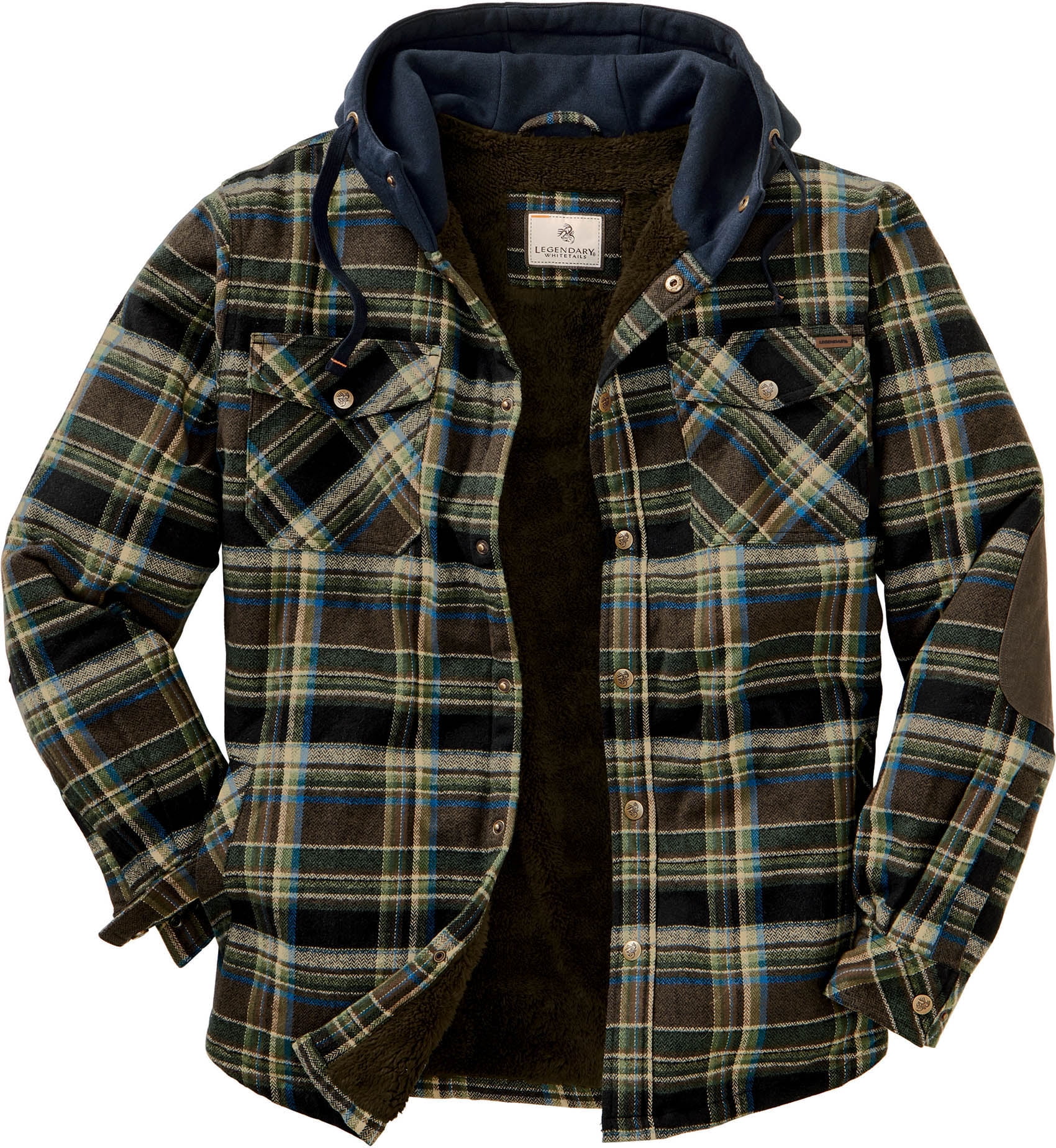 Legendary Whitetails Men's Camp Night Berber Lined Hooded Flannel Shirt ...