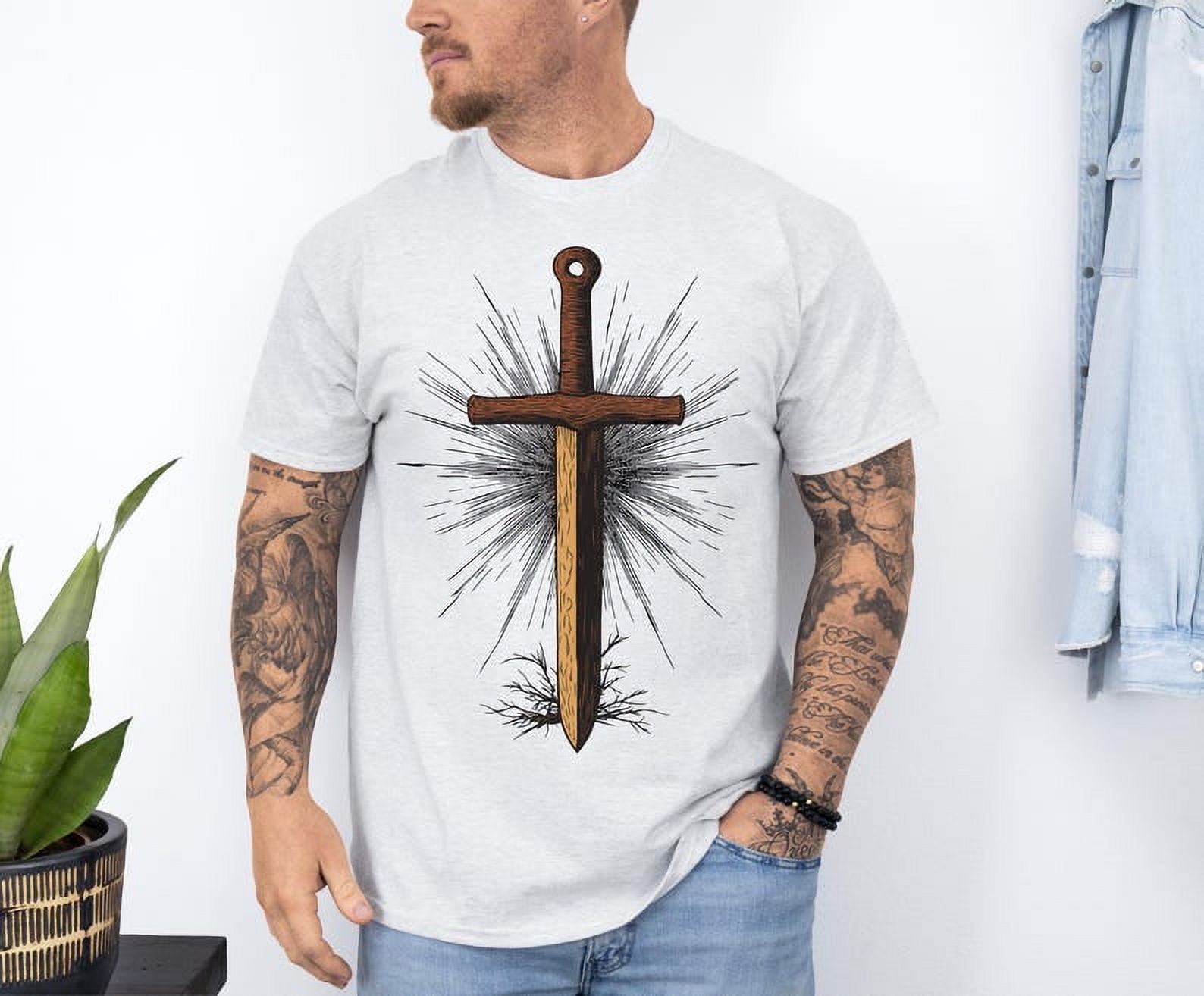 Legendary Wooden Sword T-Shirt, Medieval Training Blade, Warriors Path ...