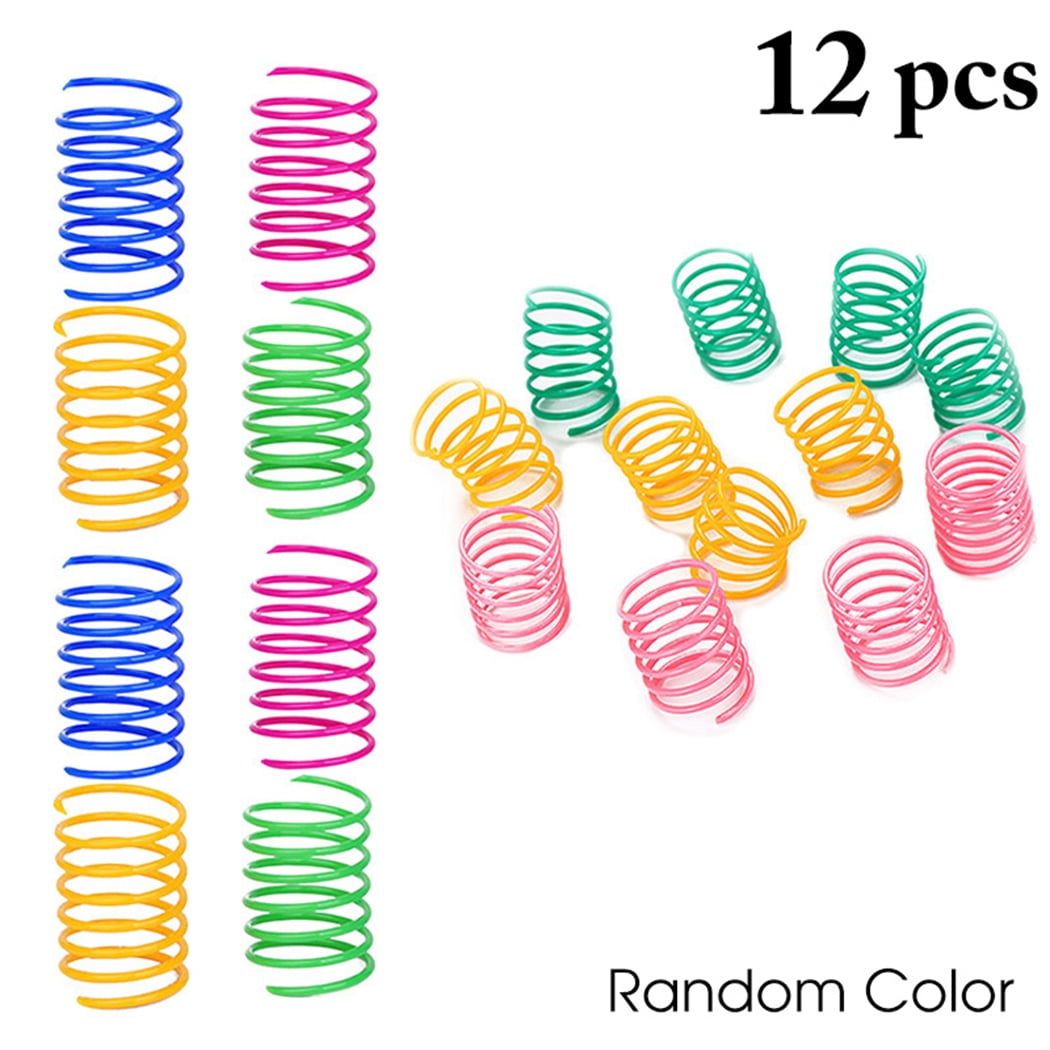 Legendog 12PCS Cat Spring Toy Plastic Interactive Flexible Spiral Coil ...