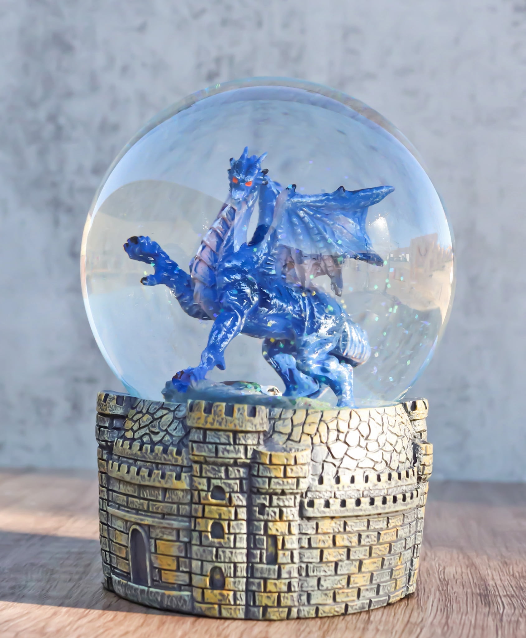 Legends Fantasy Blue Midnight Dragon Water Globe With Glitters Figurine ...