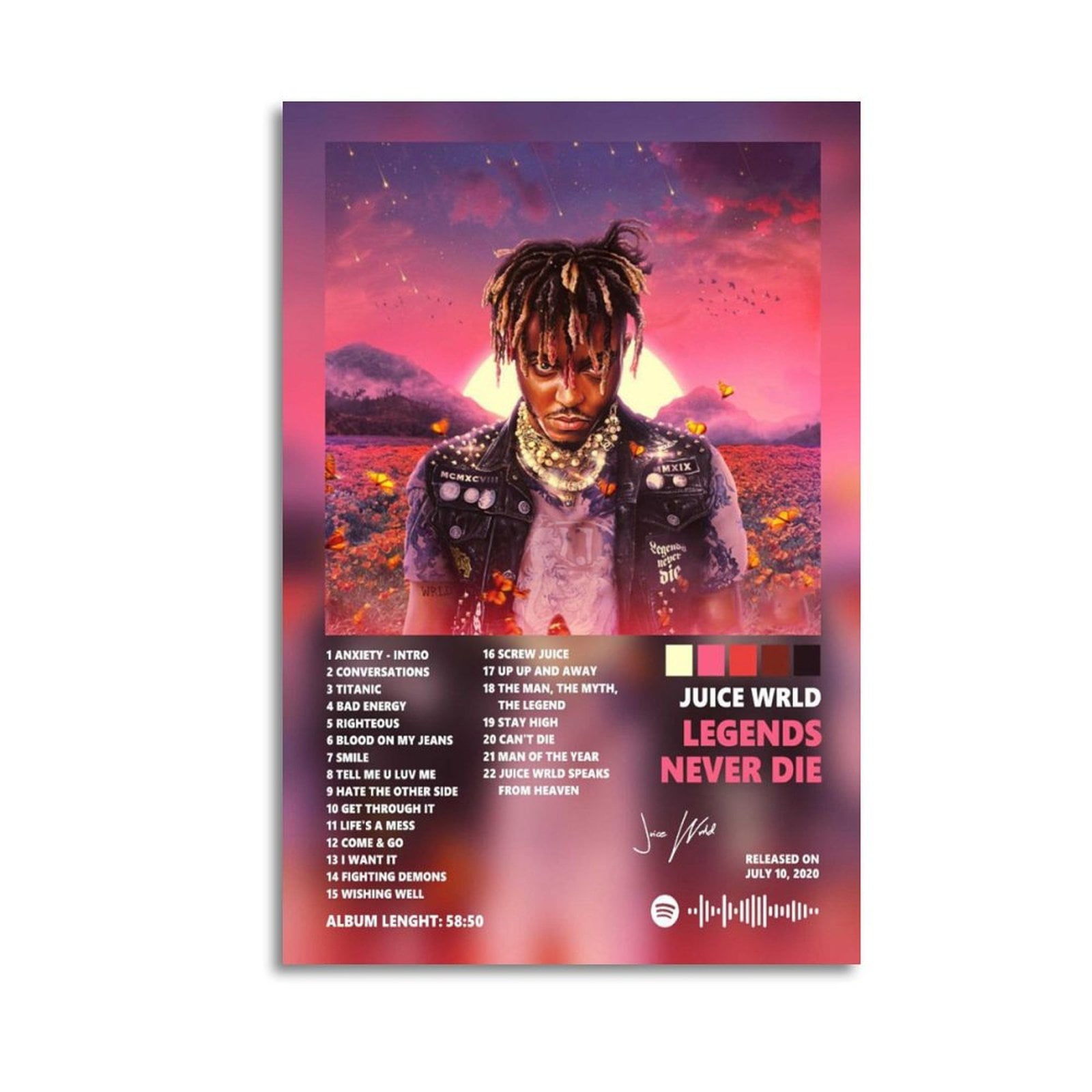 Legends Never Die-Juice Wrld Poster Wall Art Decoration Painting Living ...
