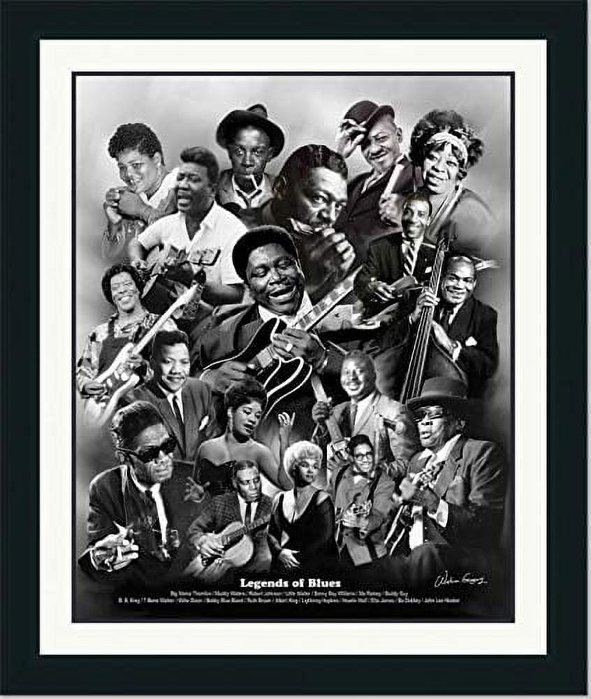 Legends of Blues | Framed Famous Black Musicians Collage Art in Double ...