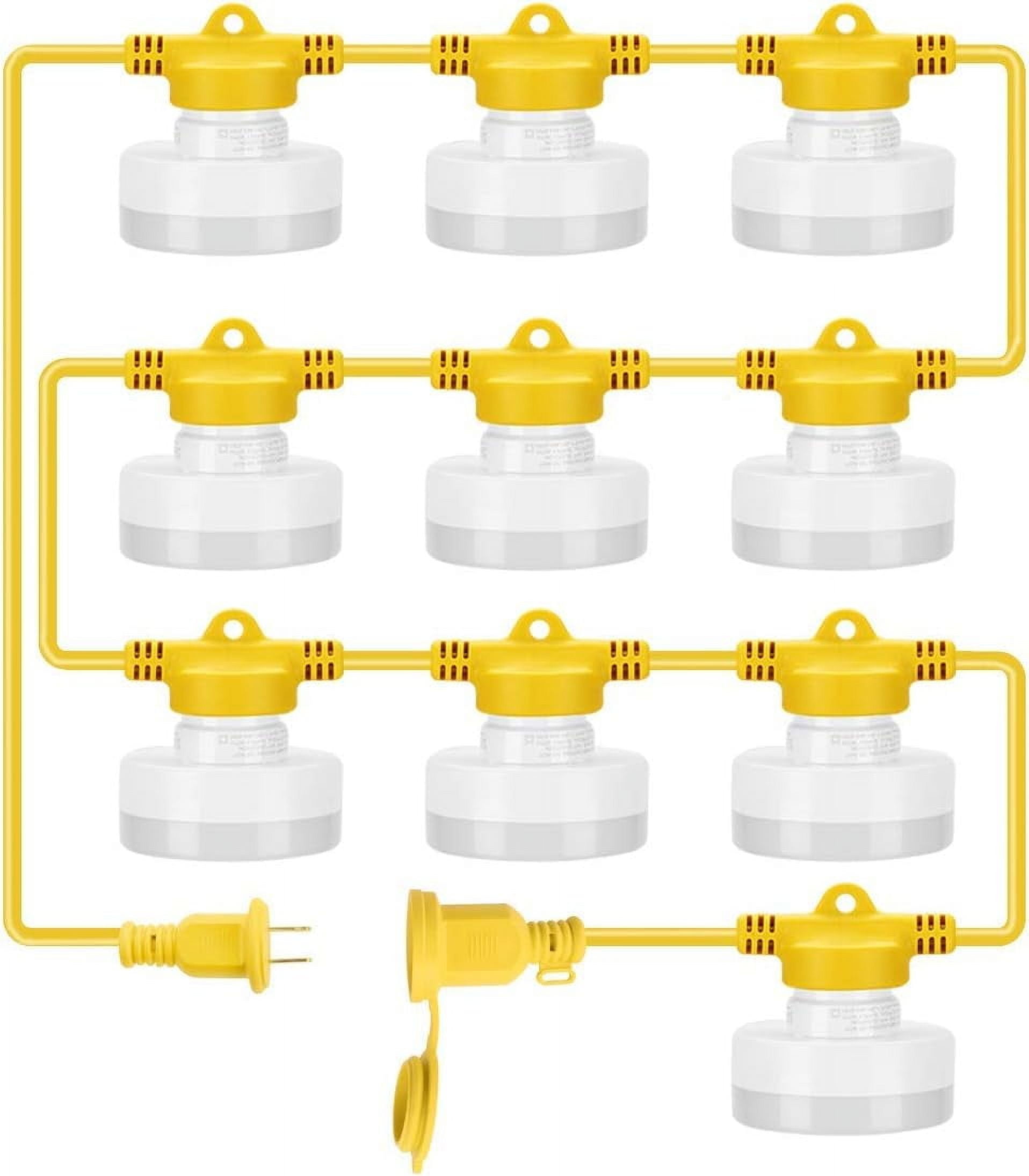 Legental 100FT LED Temporary Work Light String - 10 Sockets & Bulbs ...