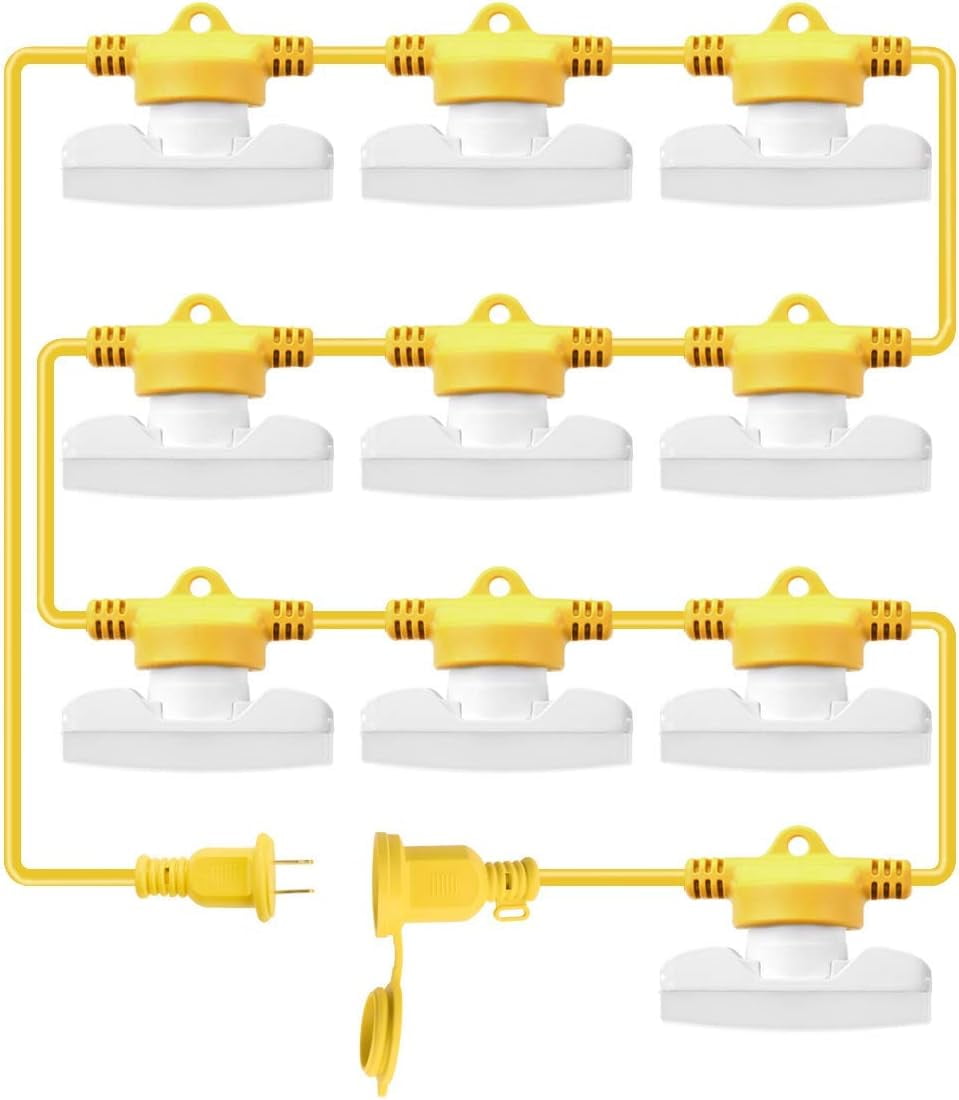 Legental 100FT LED Temporary Work Light String - 10 Sockets & Bulbs ...
